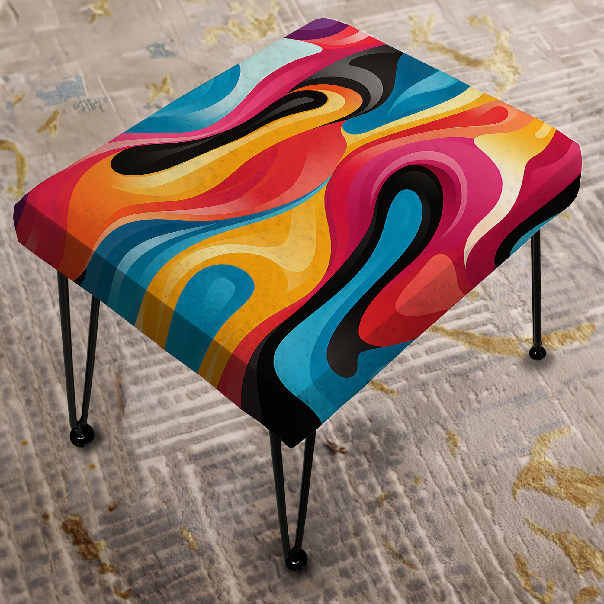 Design Art Multicolor Swirling Harmony Waves - Abstract Rectangle ...