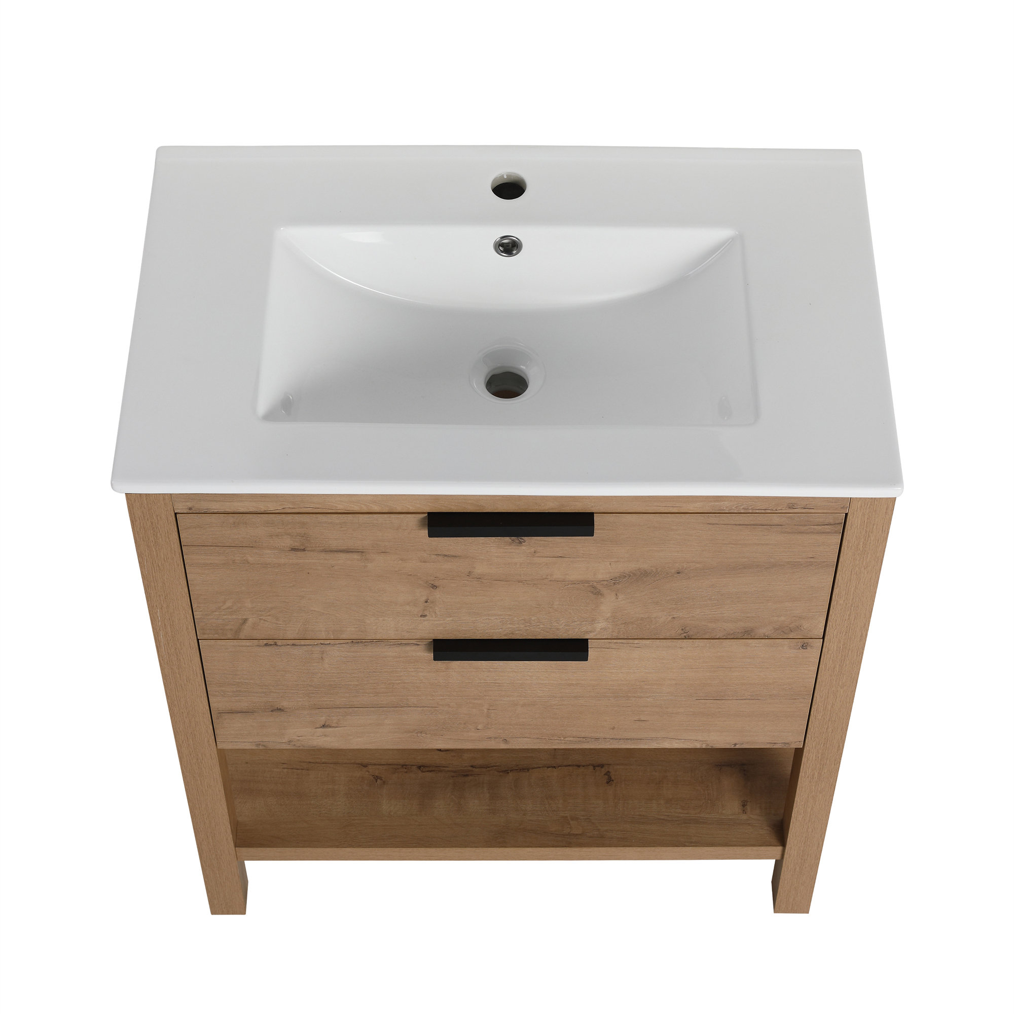 Millwood Pines Basilotto 30'' Single Bathroom Vanity with Ceramic Top ...