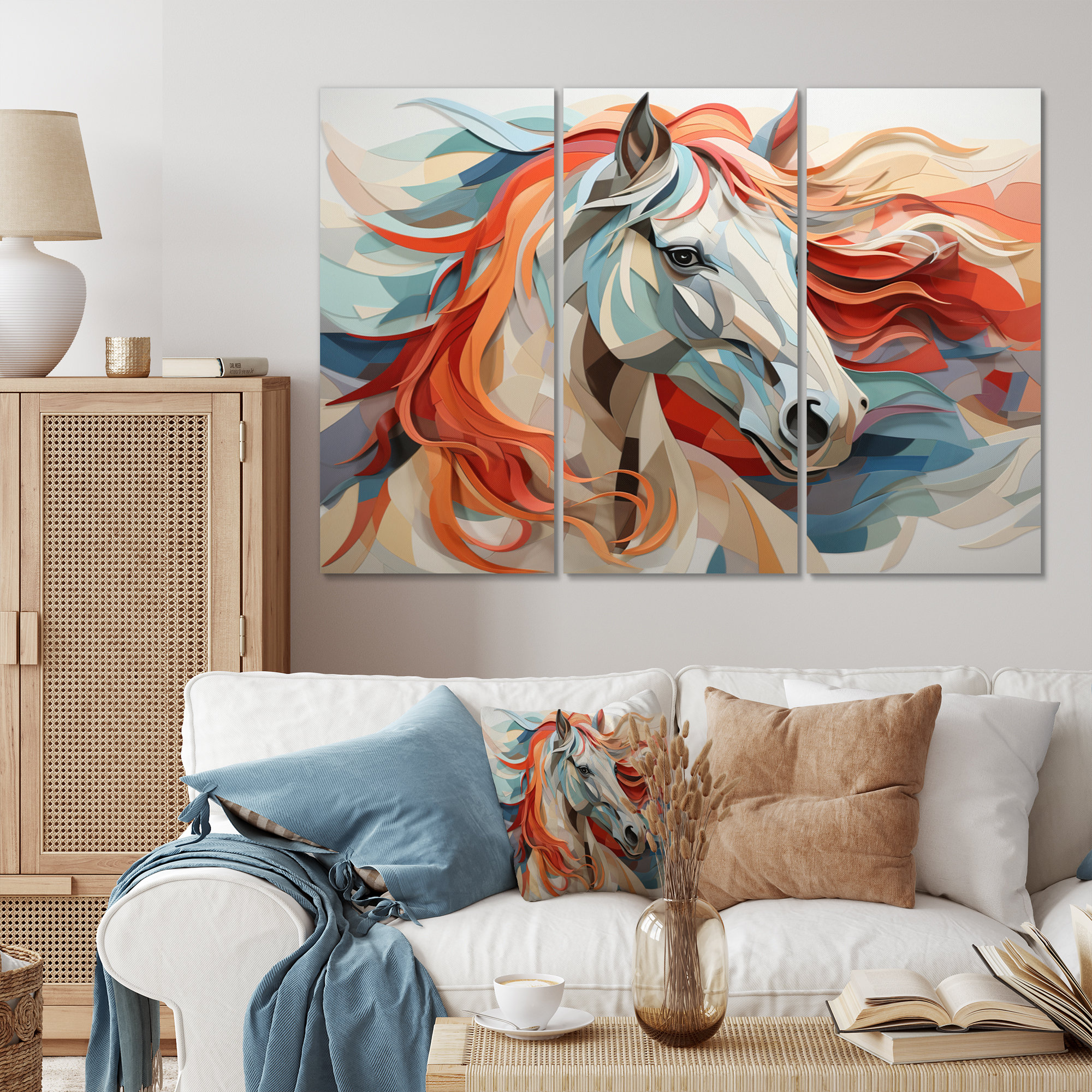 Design Art Colorful Horse Spirit Of Equus - Animals Metal Wall Decor ...