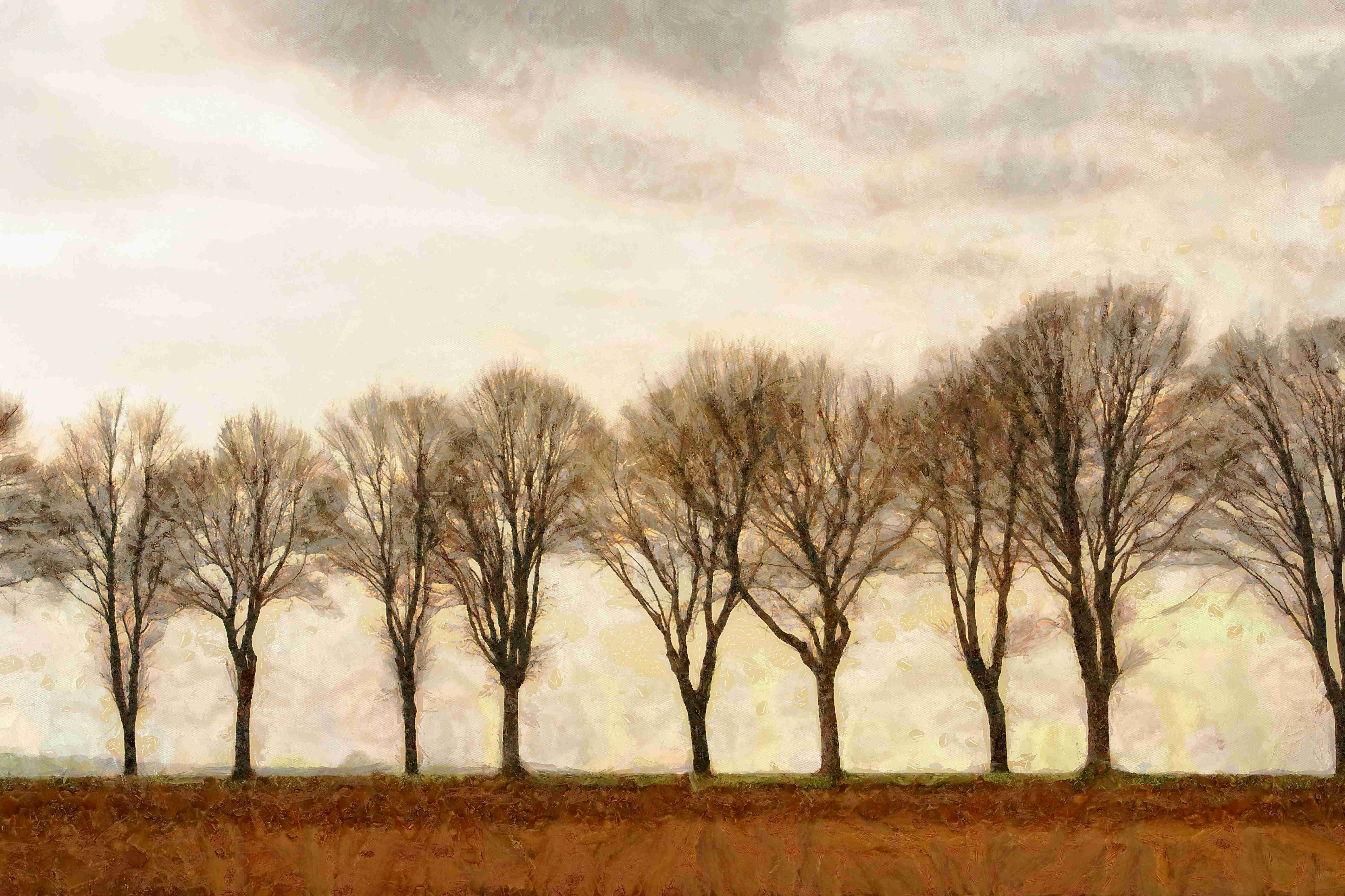 Millwood Pines Painted Spindly Treeline - Wrapped Canvas Print ...