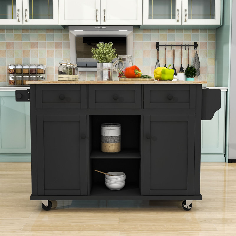 Wildon Home® Dyches Kitchen Island with Storage Cabinet and 3 Drawers ...