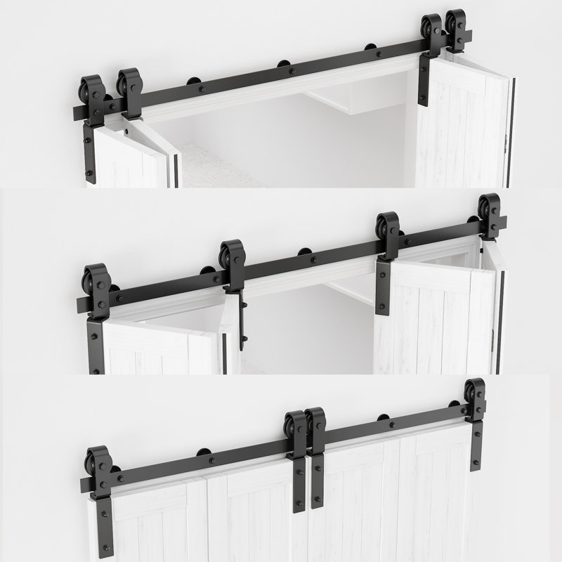 Lazio Bifold Barn Door Hardware Kit Black Folding Barn Door Kit (Doors ...