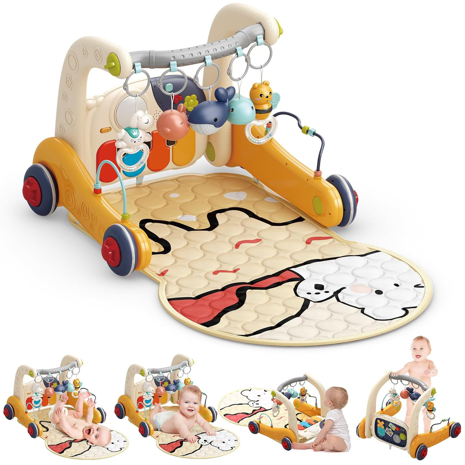 dearlomum 35.4'' L Baby Gym with 5 Hanging Toys Baby Play Mat Boy ...