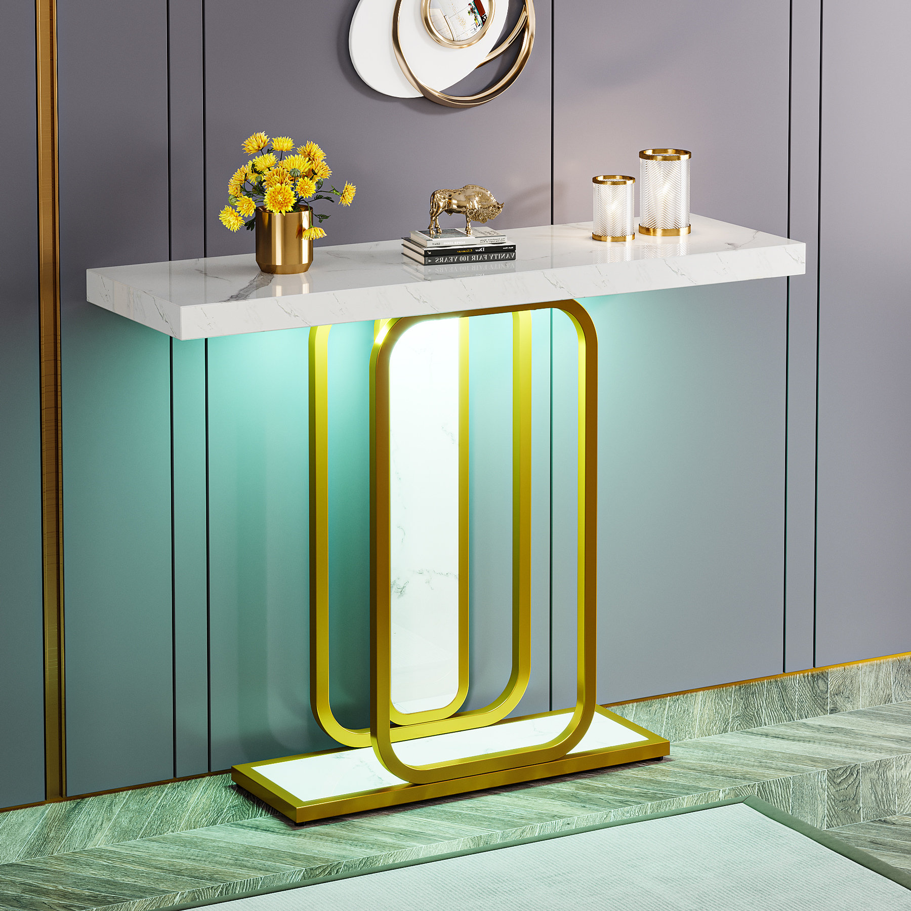 Mercer41 Leoh 41.33" Console Table with LED Lights & Reviews | Wayfair