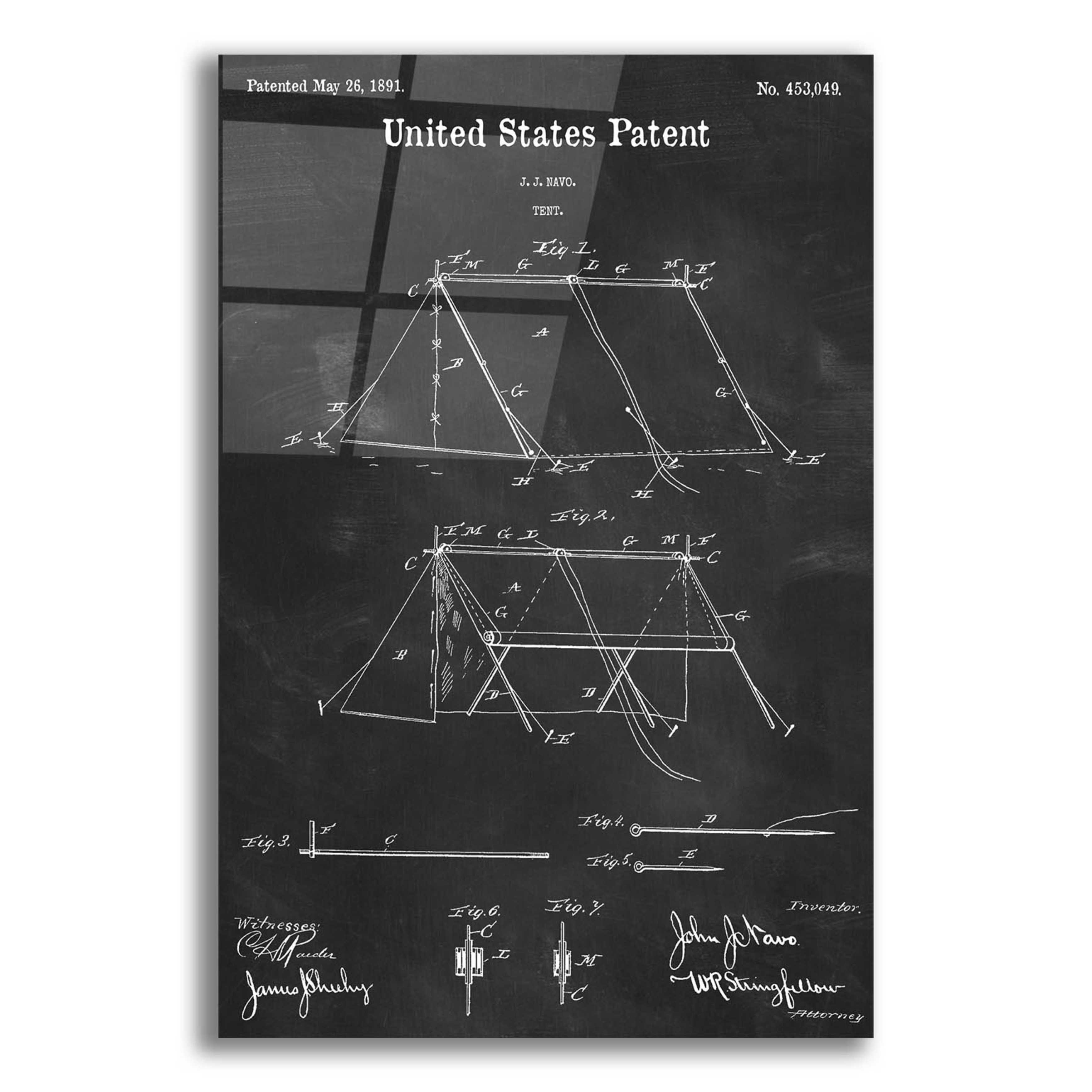 17 Stories Tent Blueprint Patent Chalkboard On Plastic / Acrylic Print ...