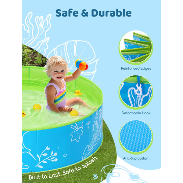 POGBUT Kiddie Pool with Canopy for Sun Protection, 47-Inch Foldable ...