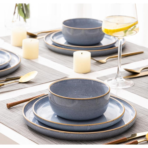 Rosecliff Heights Ceramic Dinnerware Sets for 4, 12 Pieces Stoneware ...