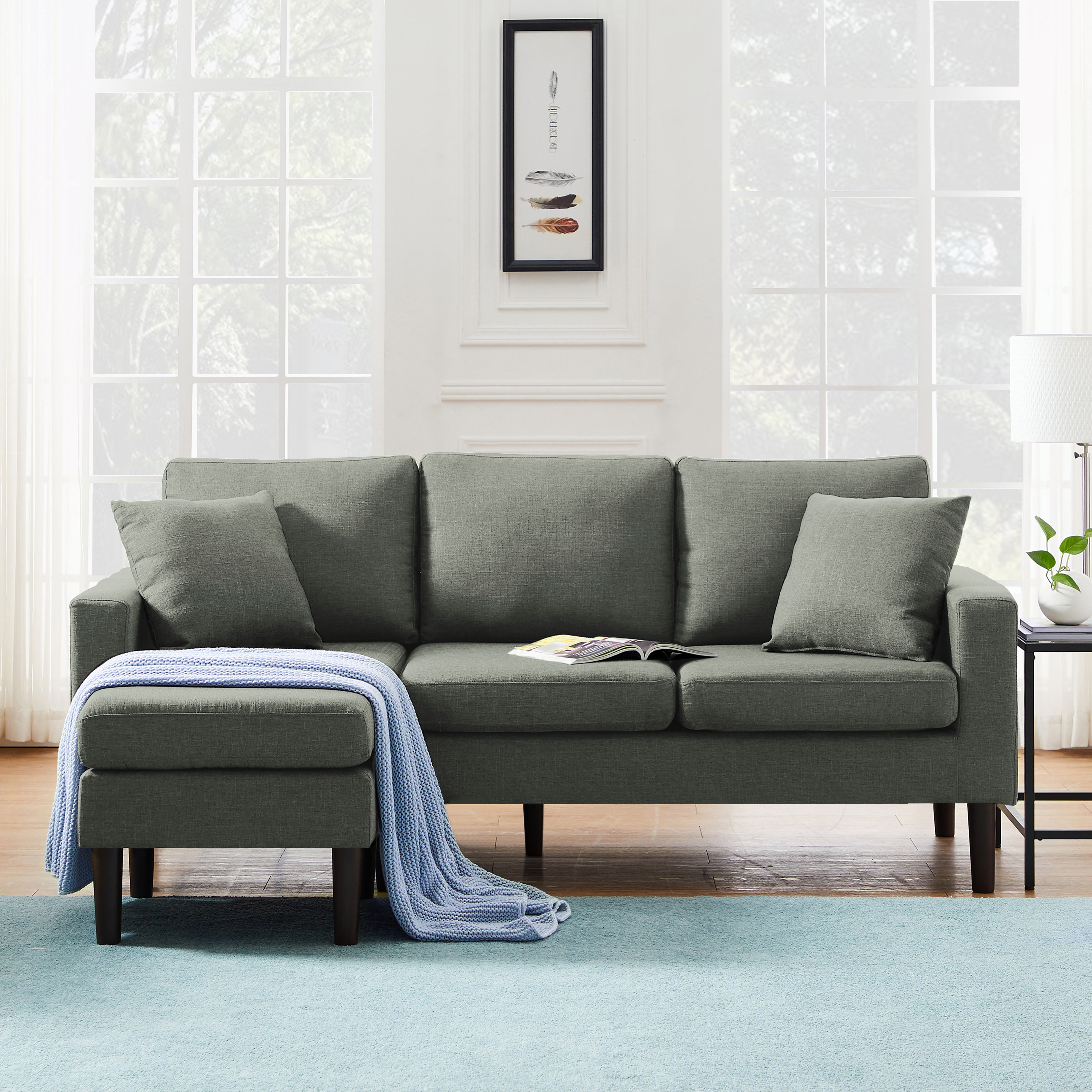 Latitude Run® 72'' Wide Left Hand Facing Sofa & Chaise with Ottoman ...