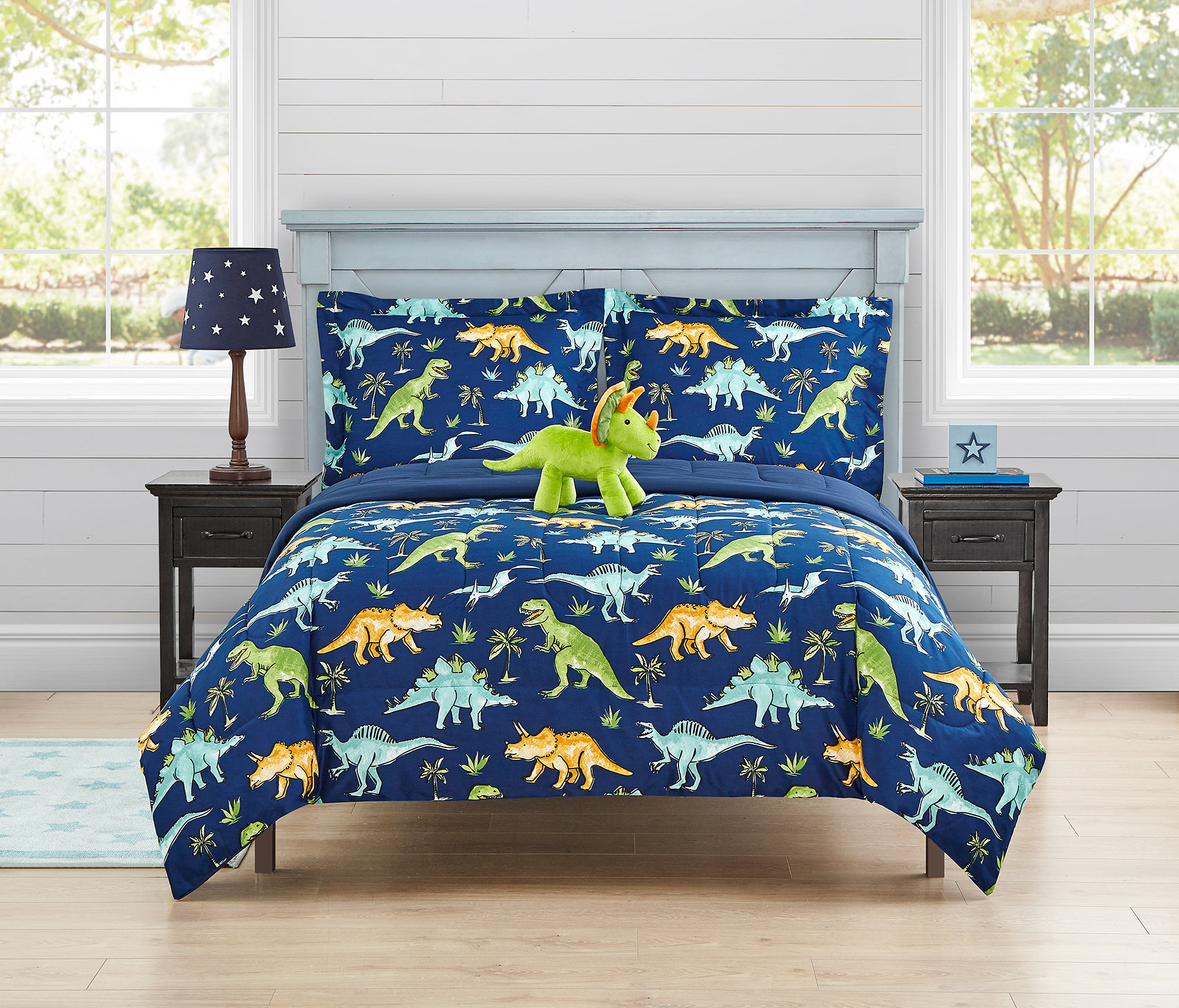 ALEX + BELLA Watercolor Dinosaur Navy Microfiber Comforter Set ...