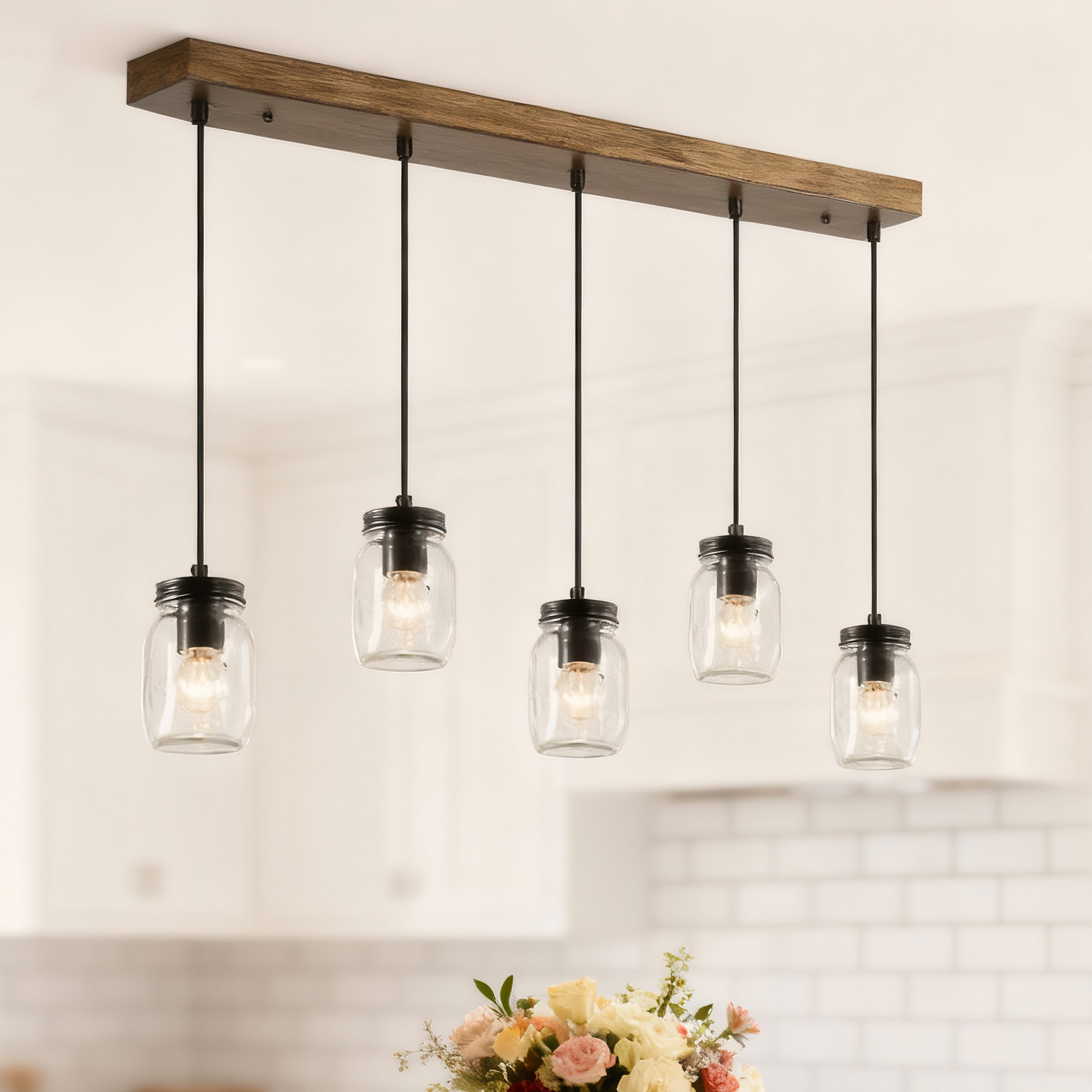 Millwood Pines 5-Light Kitchen Island Jar Cluster Pendant | Wayfair