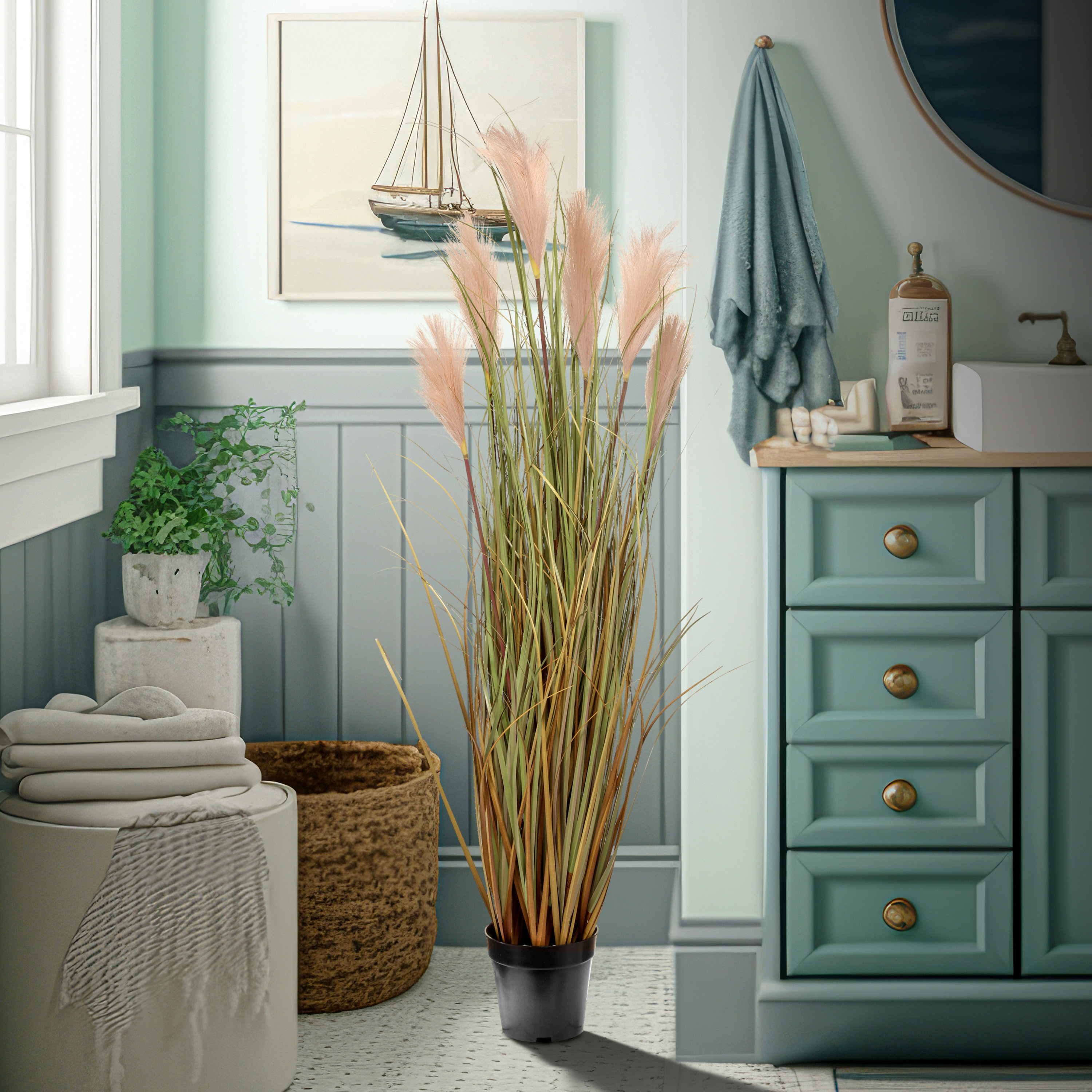 Primrue 48'' Faux Grass Plant with 6 Plumes in Starter Pot | Wayfair