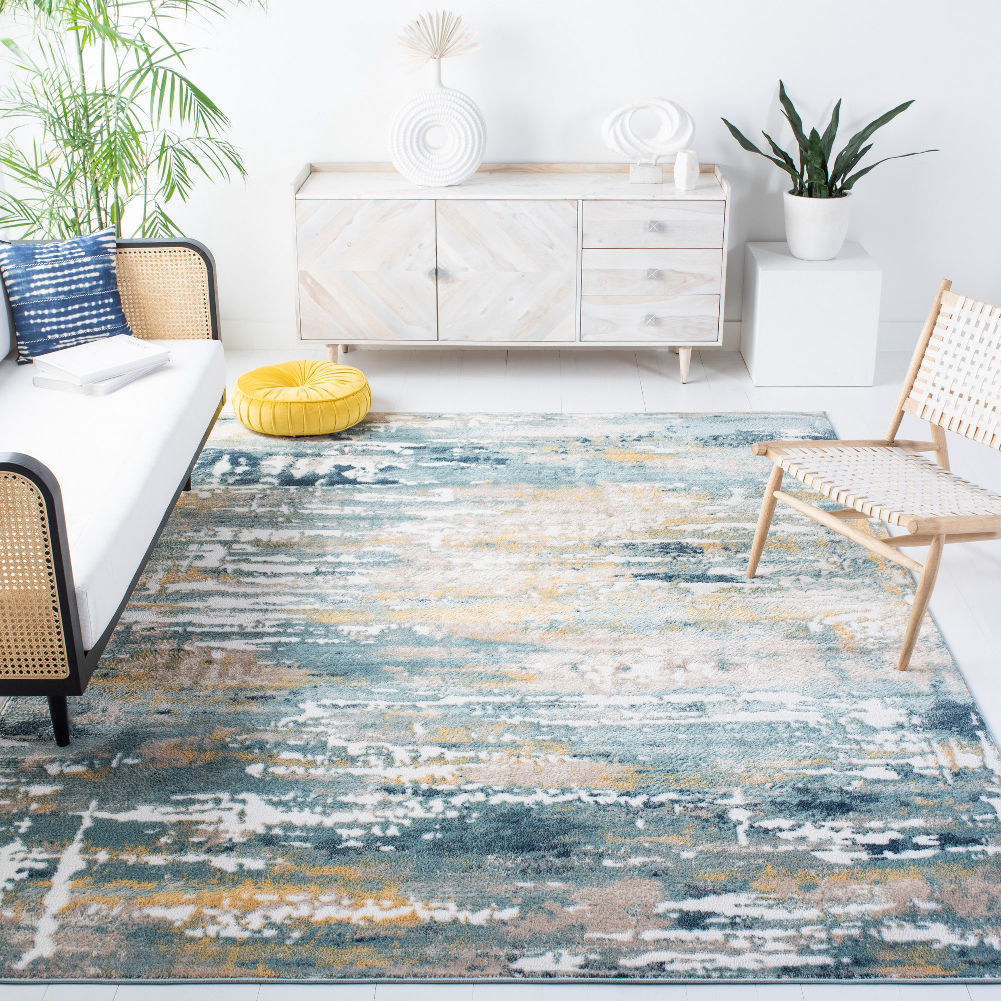 Zipcode Design™ Agastya Teal/Gold Area Rug & Reviews | Wayfair