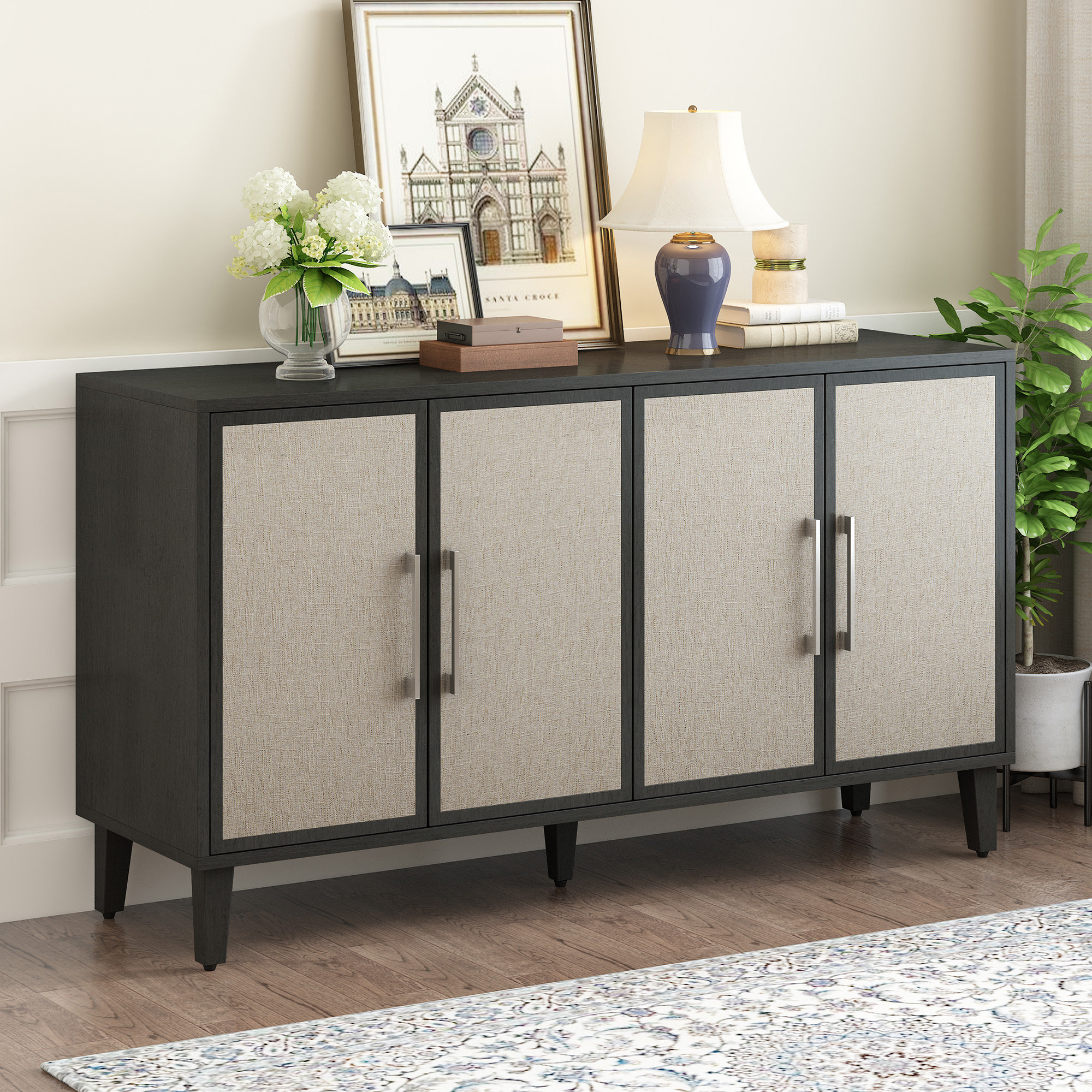 Latitude Run® Light Luxury Style Cabinet With Four Linen Cabinet Doors ...