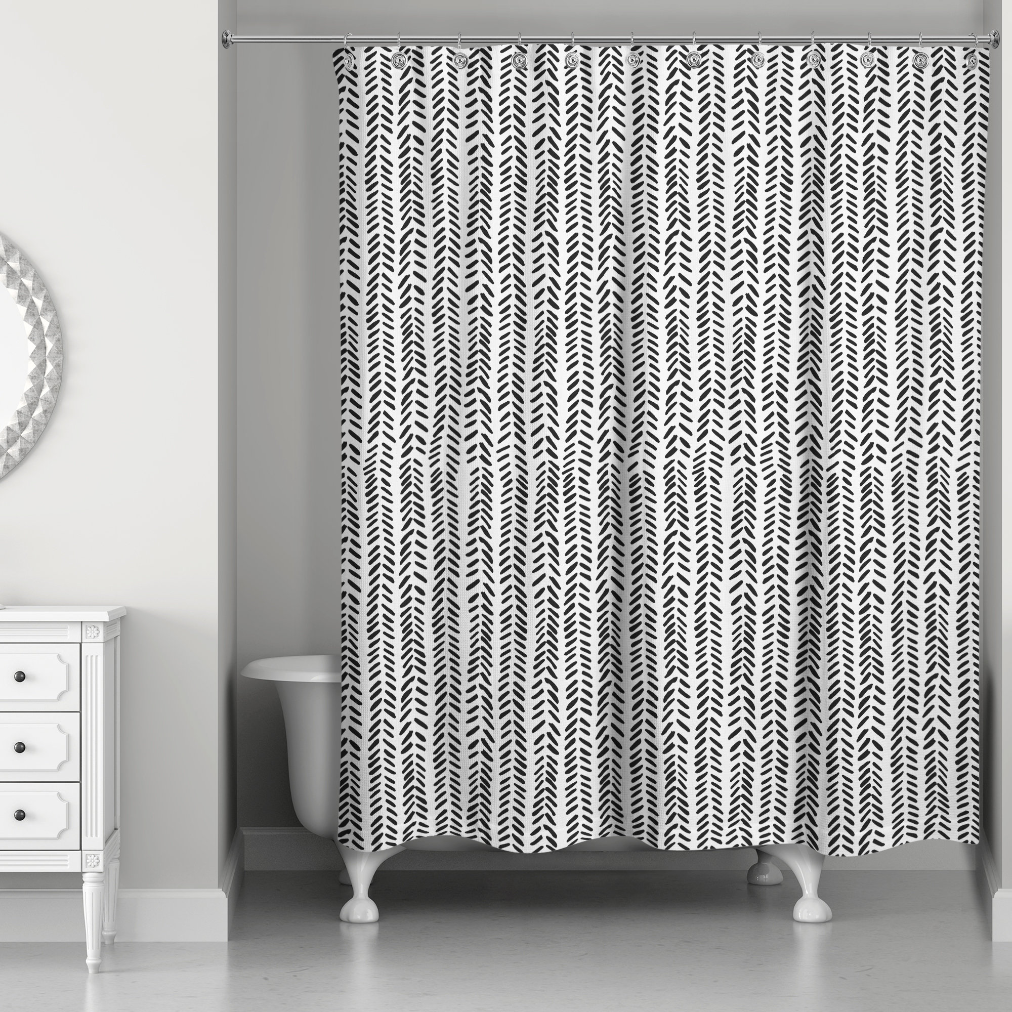 Designs Direct Creative Group Geometric Single Shower Curtain And Reviews