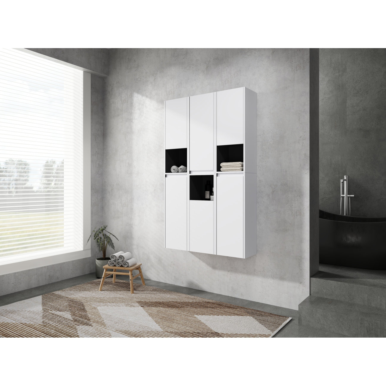 Ebern Designs Faltin 12" Bathroom Side Cabinet,6-Soft Close Doors,Float ...