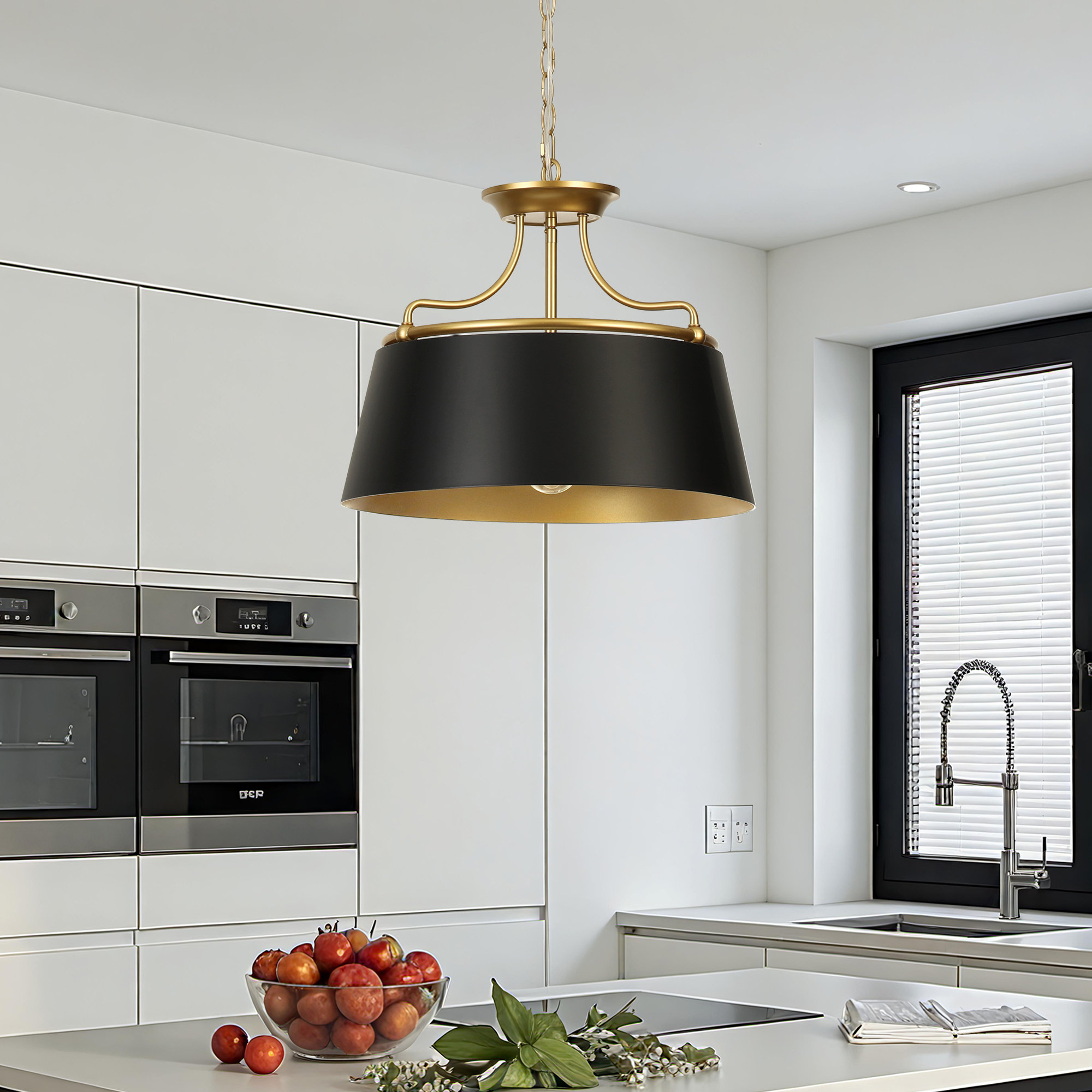 17 Stories Ether 3-Light Adjustable Chain Chandelier With Black & Gold ...