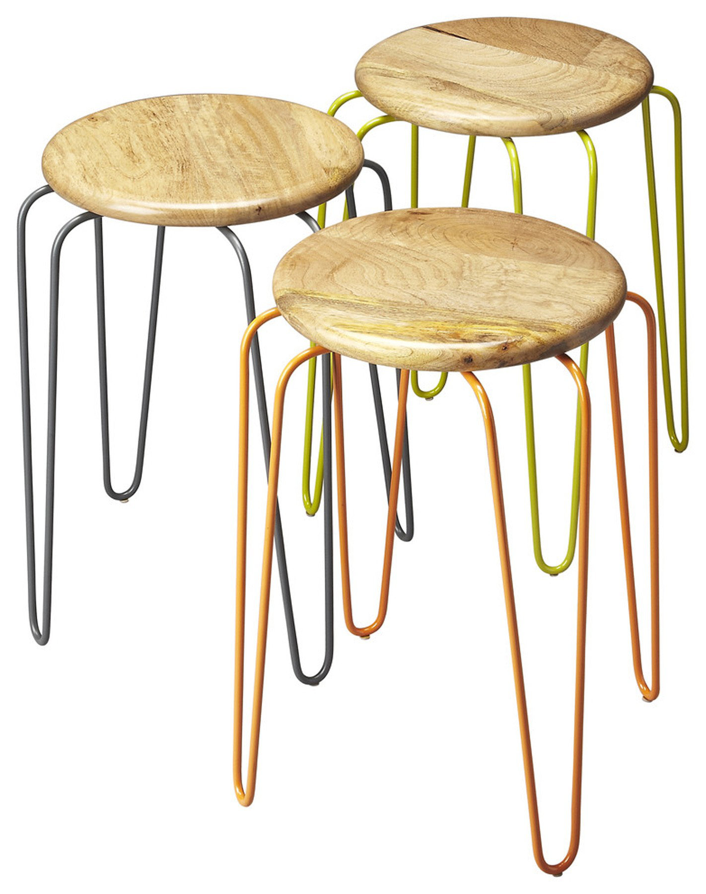 Everly Quinn Stackable Iron Colored Stools | Wayfair