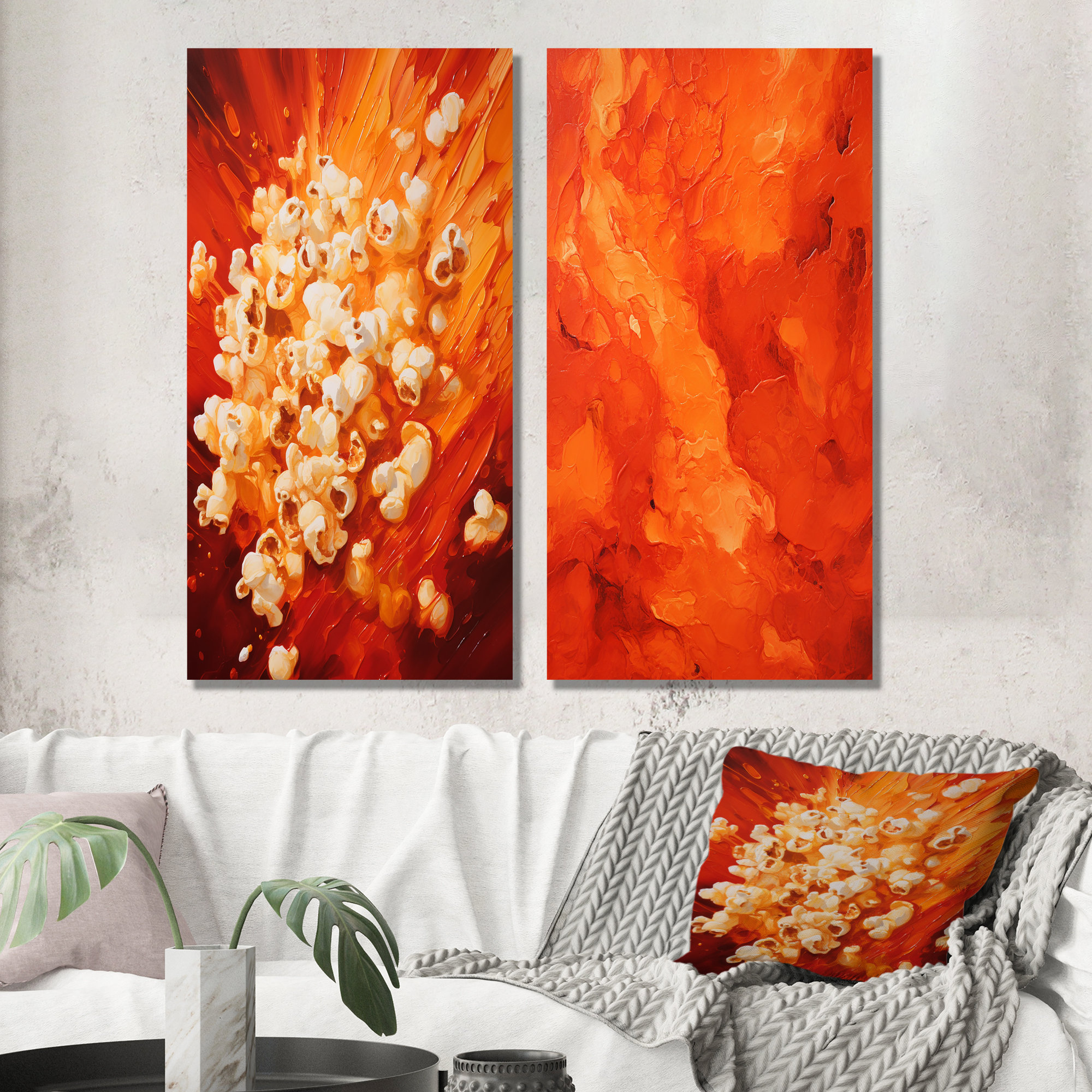 Ivy Bronx Sizzling Popcorn Symphony - Popcorn Wall Decor Set Of 2 | Wayfair