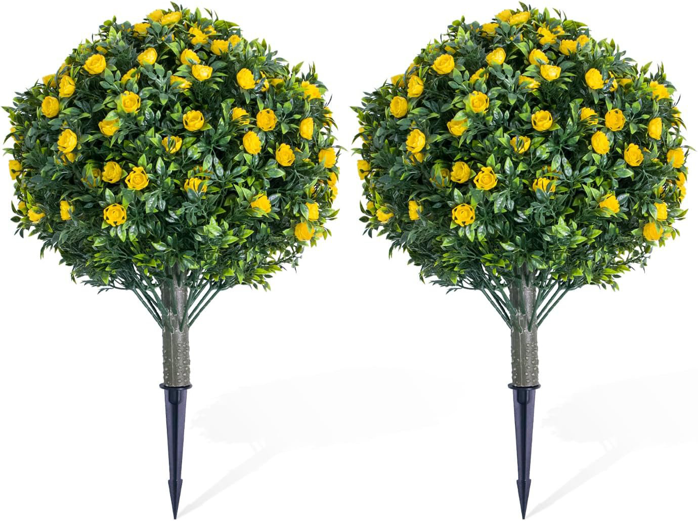 gaomon Artificial Topiary Ball Trees with Metal Stakes, UV-Resistant PE ...