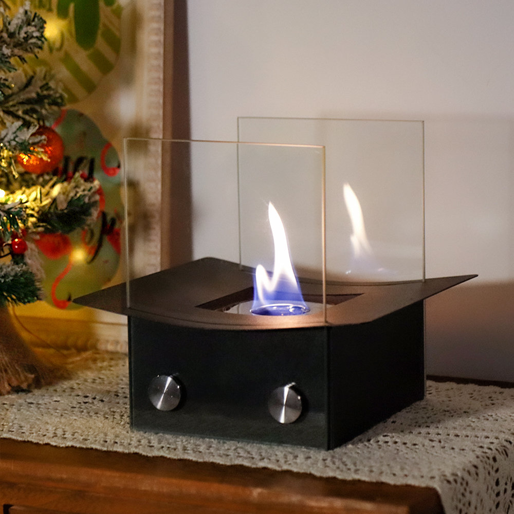 Metro Lane Braxson Bio-Ethanol Outdoor Tabletop Fireplace with Flame ...