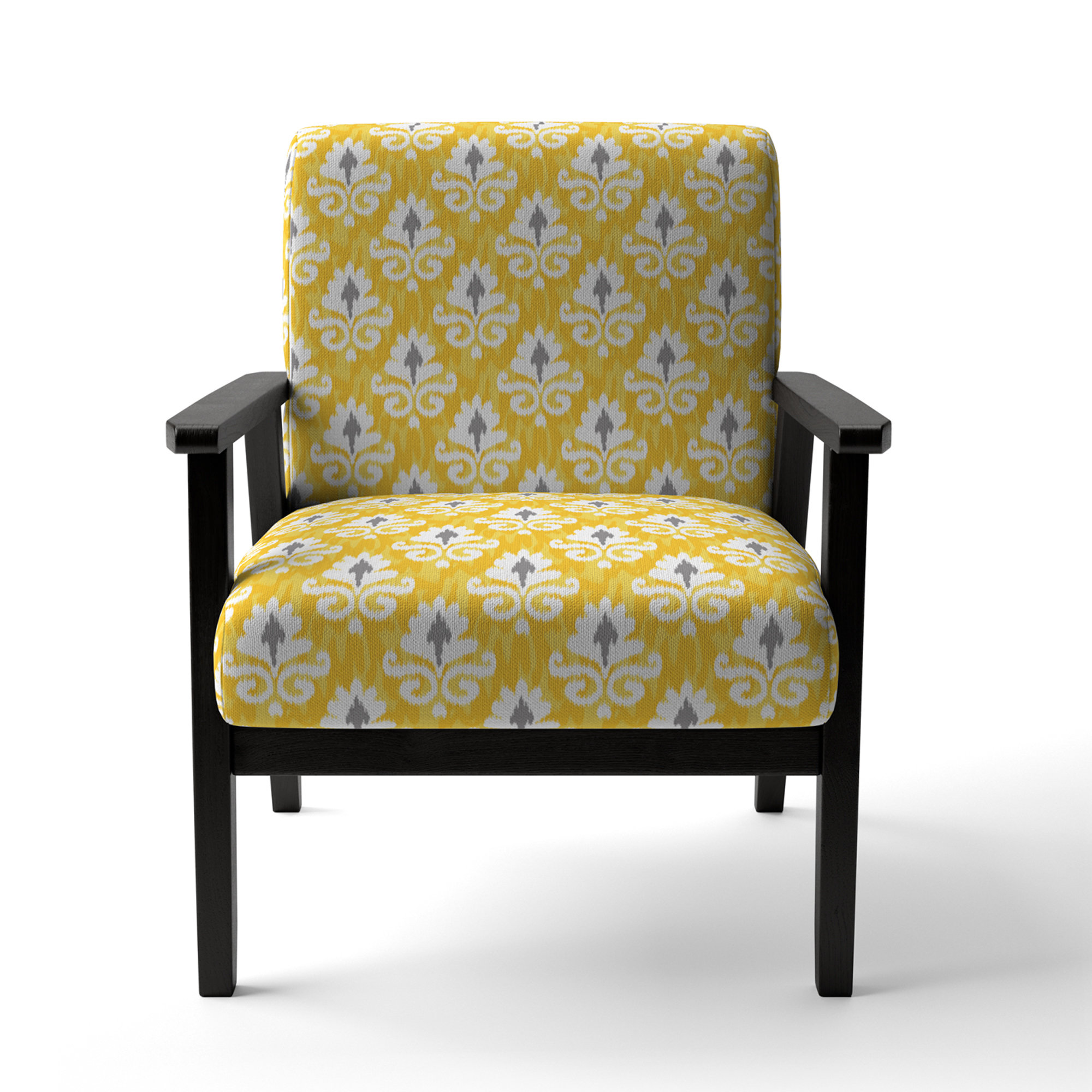 Canora Grey Yellow Flower Ikat Pattern - Upholstered Patterned Accent ...