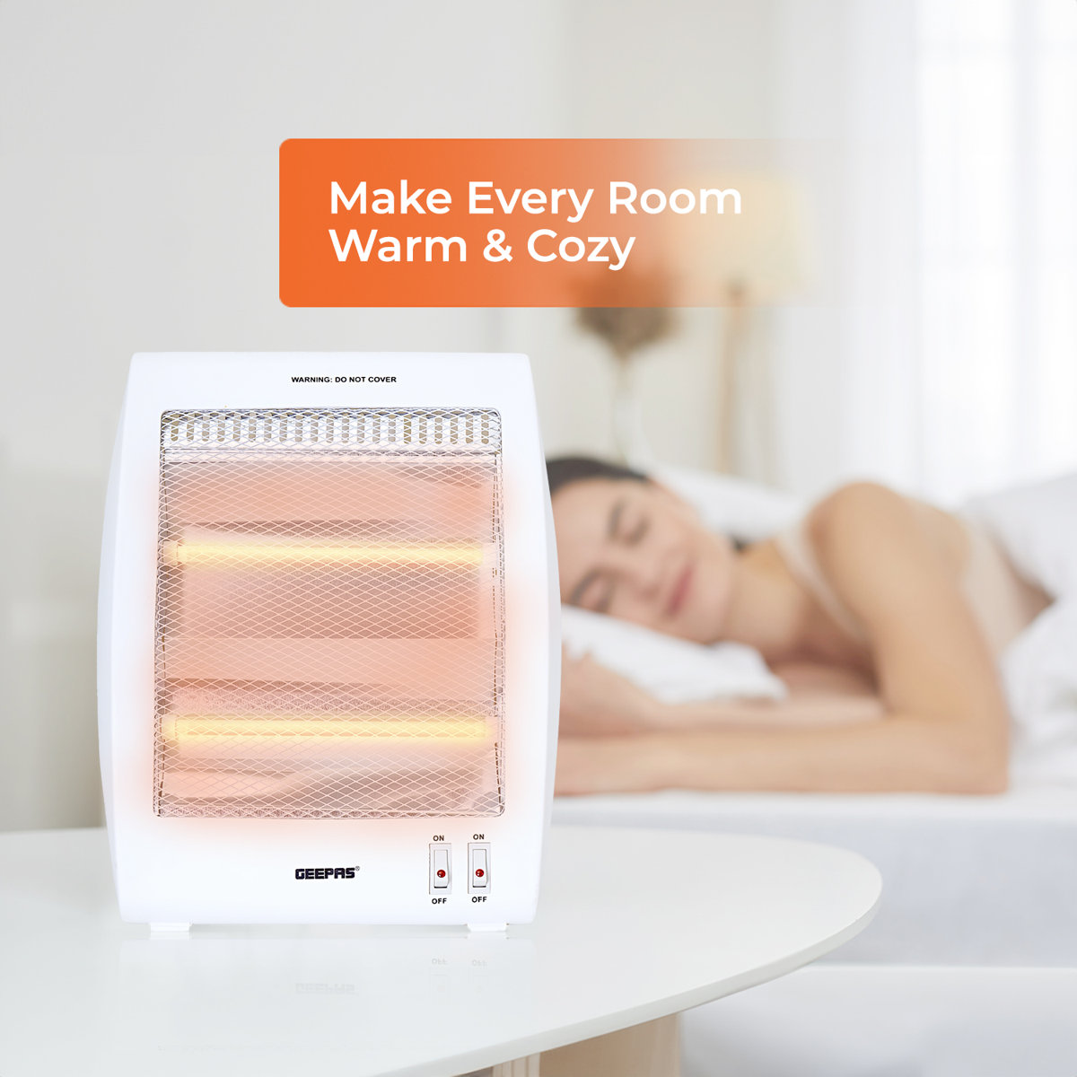 Geepas Quartz Halogen Heater, Portable, 2 Heat Settings - Pack of 2 ...
