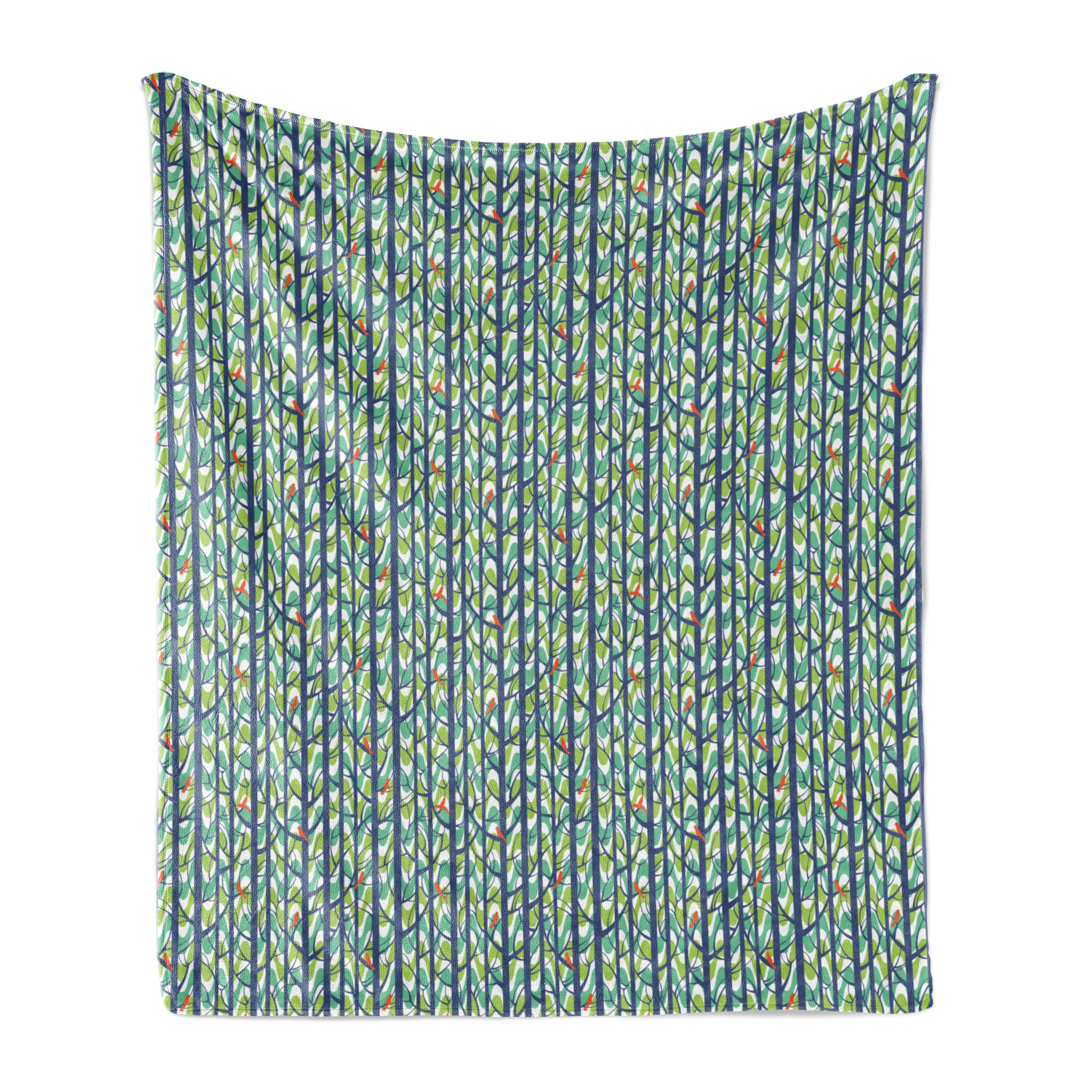 Ambesonne Forest Fleece Throw Blanket Trees Woods and Birds Leaves Sea ...