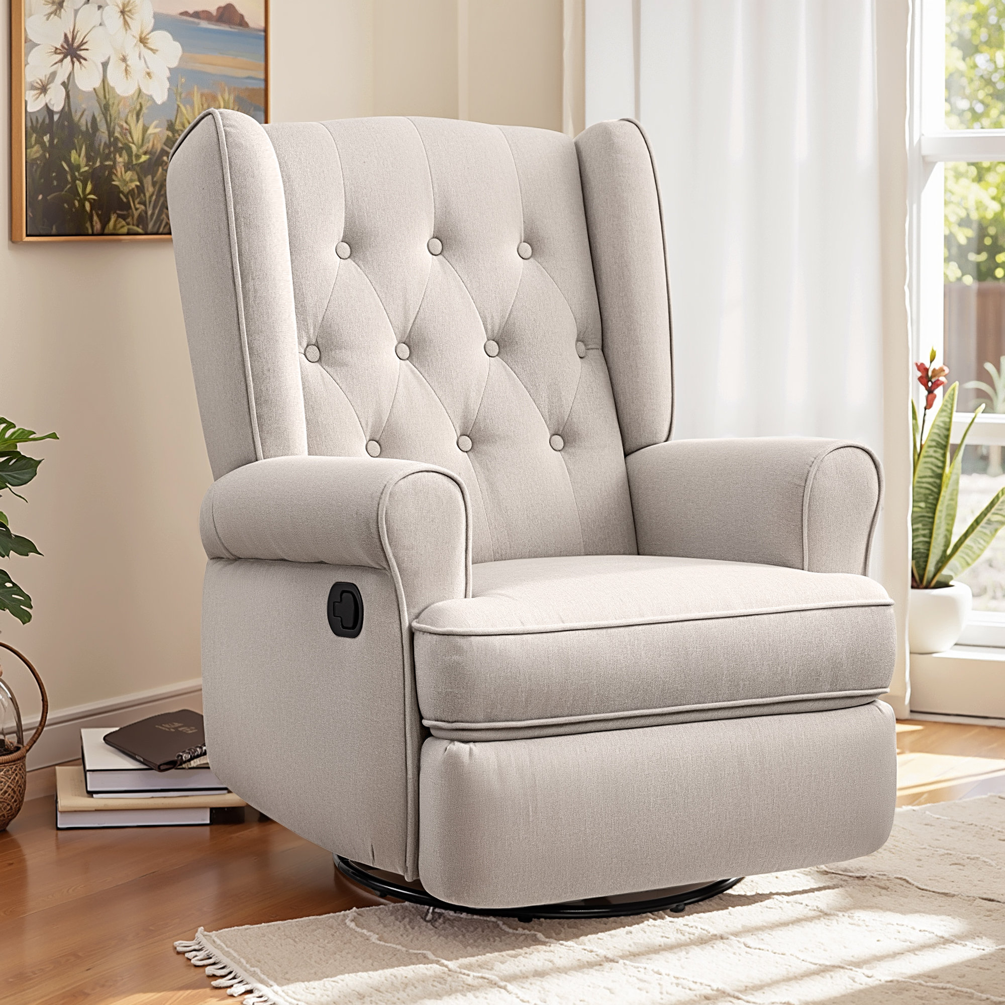 Winston Porter Venancia 30 Wide Swivel and Rocker Manual Recliner with ...