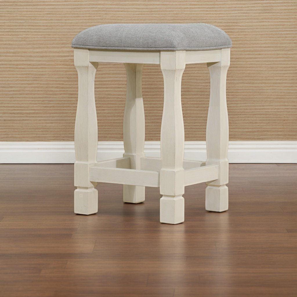 August Grove® Rectangular Stool With Light Grey Mdf Cushion And White ...