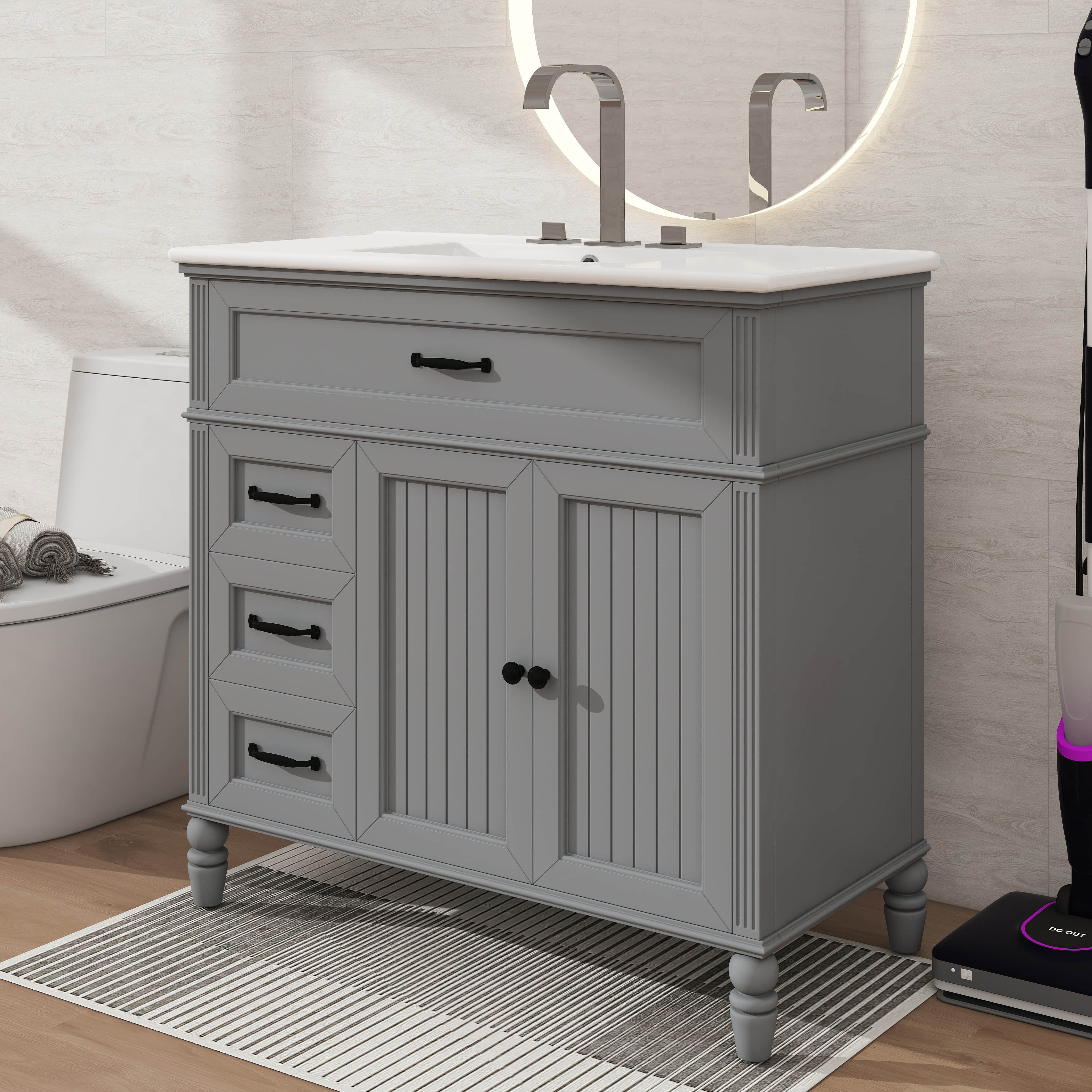 Winston Porter 36 Inch Elegant Bathroom Vanity With Sink Plus Drawers ...