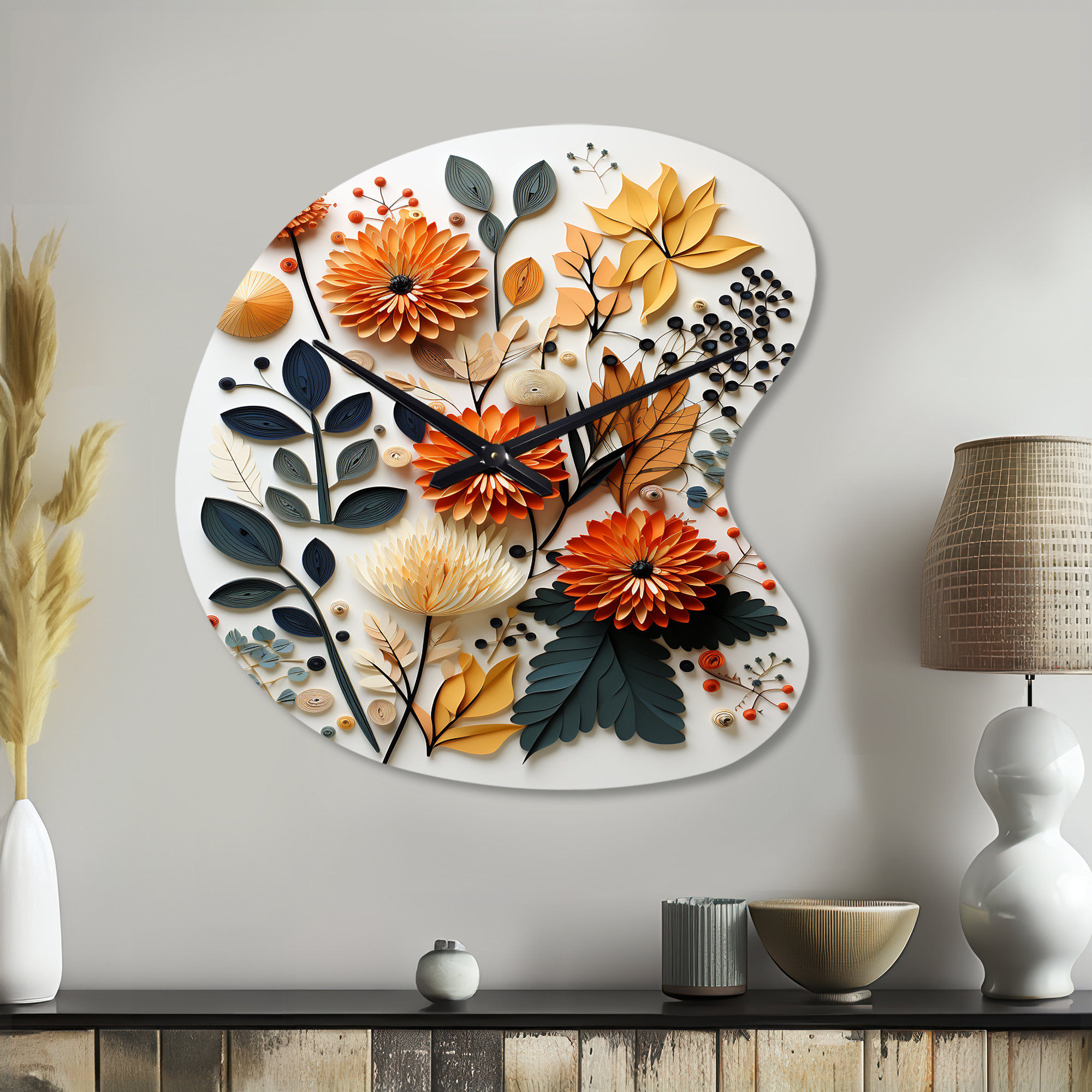 Design Art Colorful Mid Century Midcentury Botanicals II - Drop Shape ...