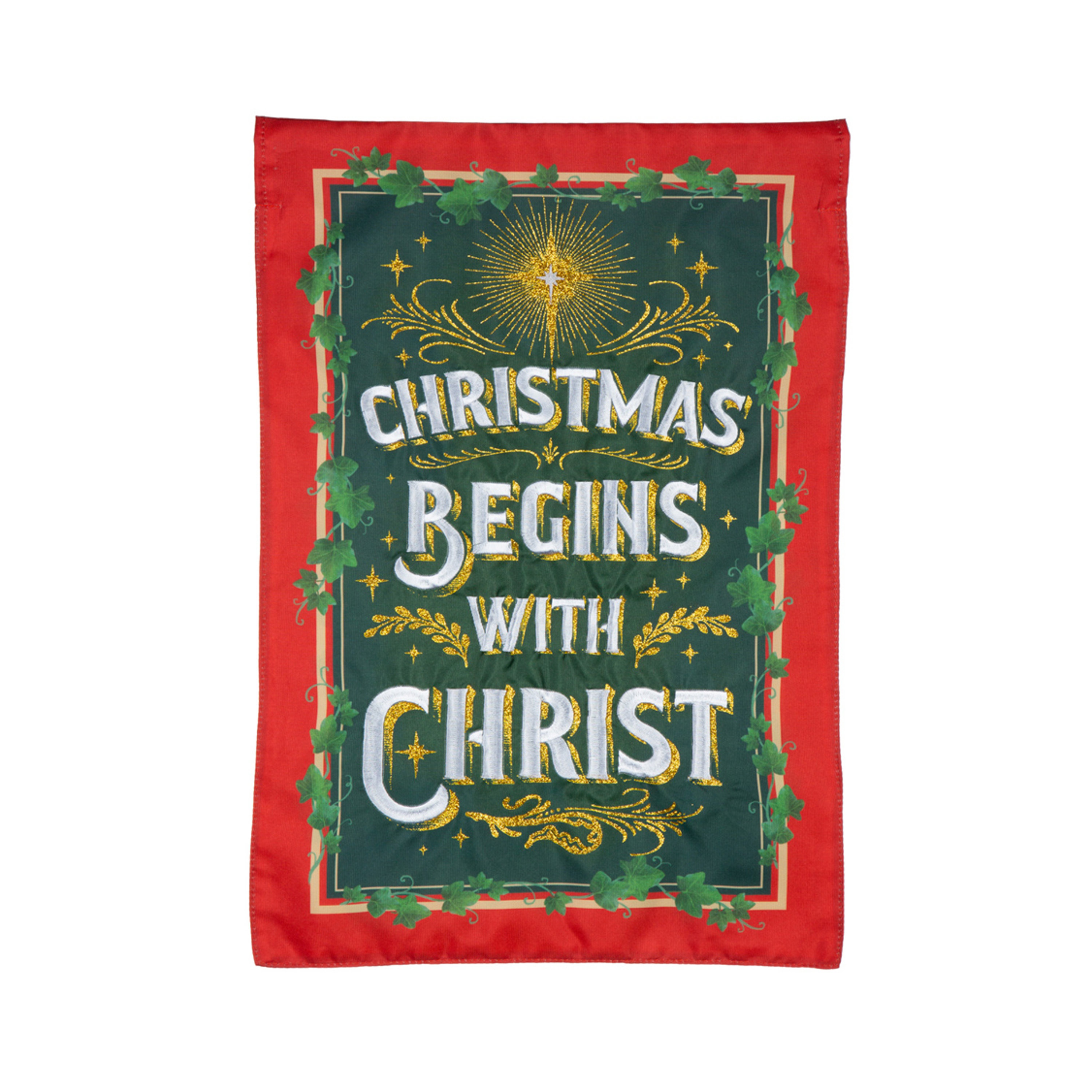 Alcott Hill® Christmas Begins with Christ Applique House Flag | Wayfair