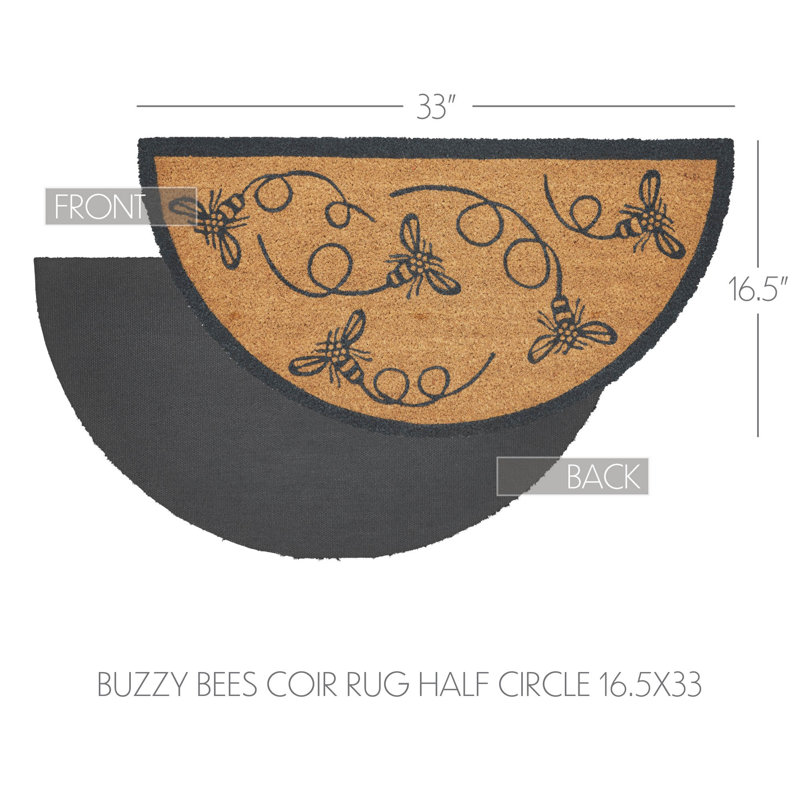 VHC Brands Buzzy Bees Coir Rug Half Circle 16.5x33 | Wayfair