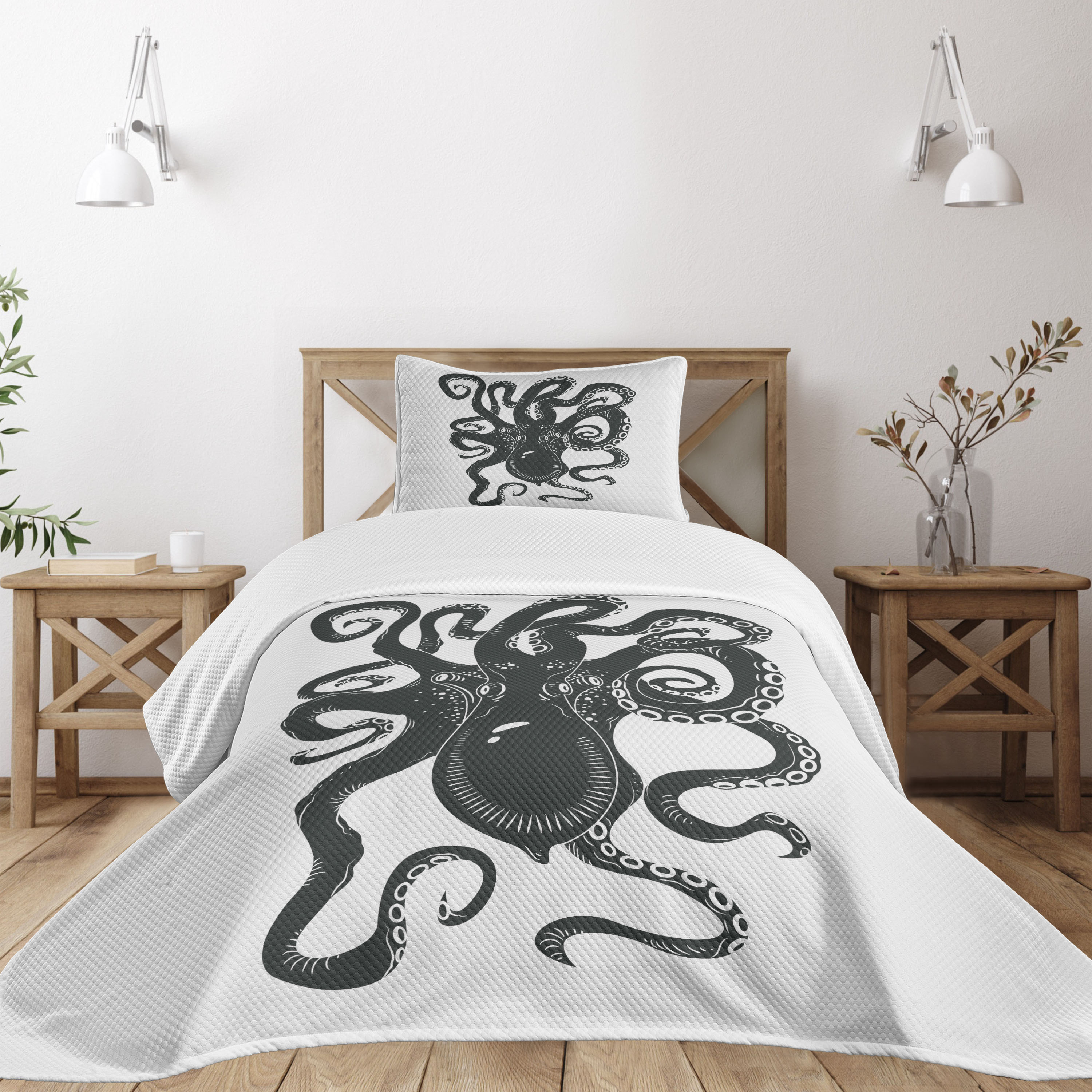 Ambesonne Octopus Bedspread Tentacle Sea Monster Design | Wayfair