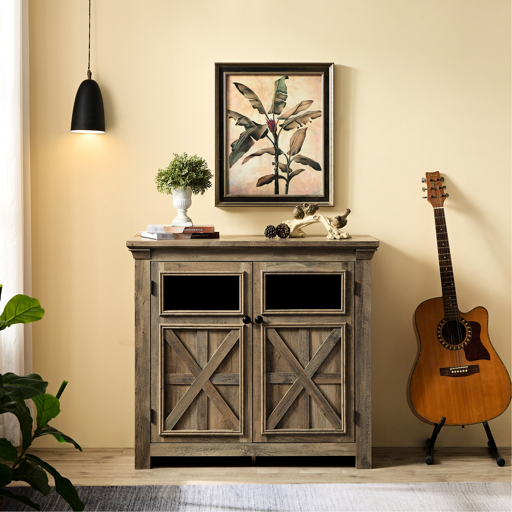 Ophelia & Co. 2 Doors Cabinet Table For Bar Use, Coffee - Gray Wash ...
