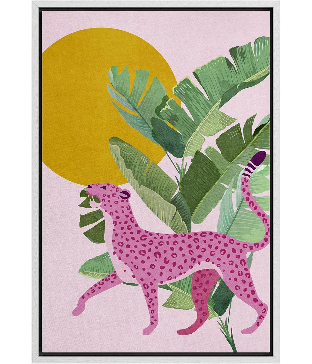 IDEA4WALL Bright Preppy Animals Jungle Palm Leaf Pink Cheetah Portrait ...