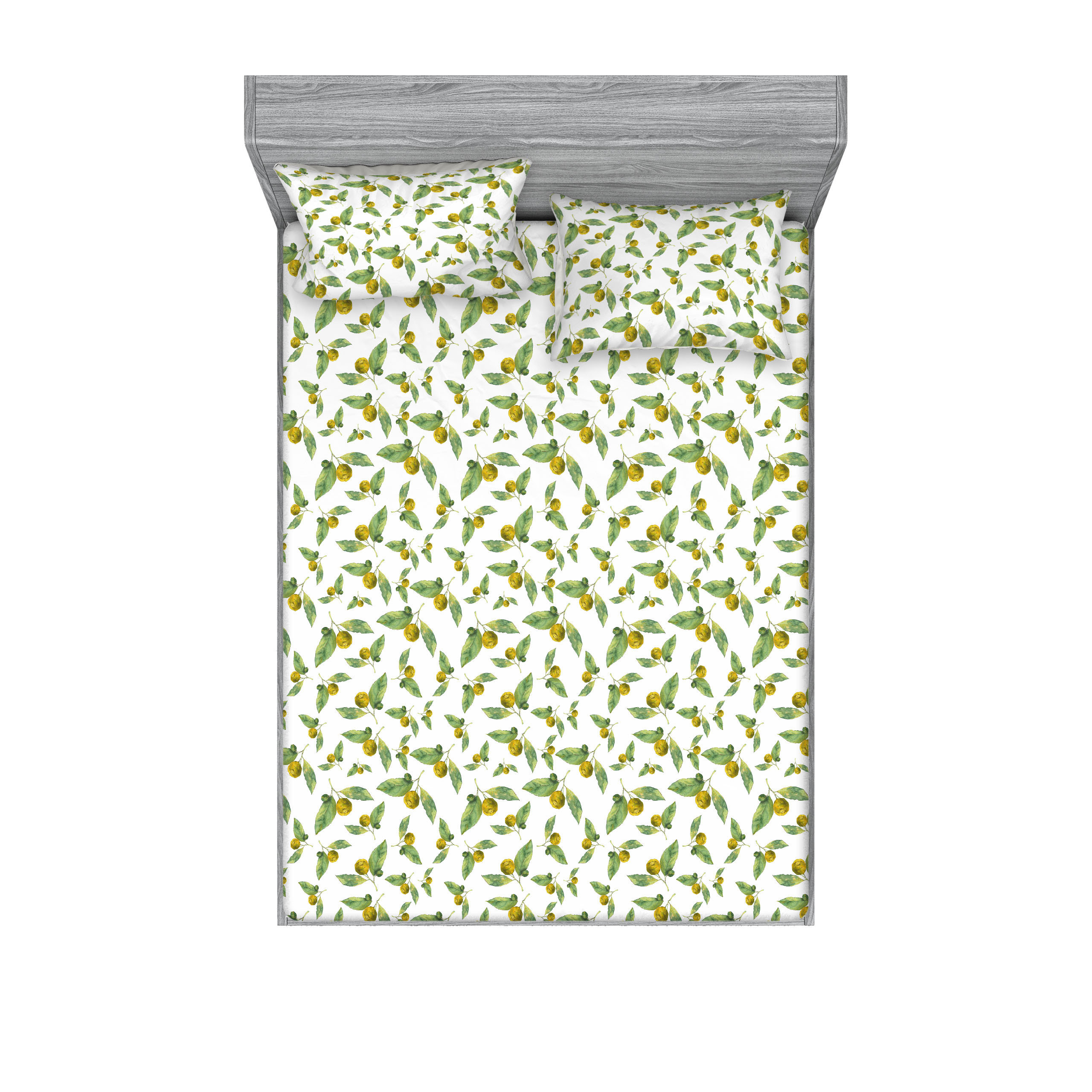 Ambesonne Fitted Sheet Sham Set Clementines Mandarin Art White Earth ...