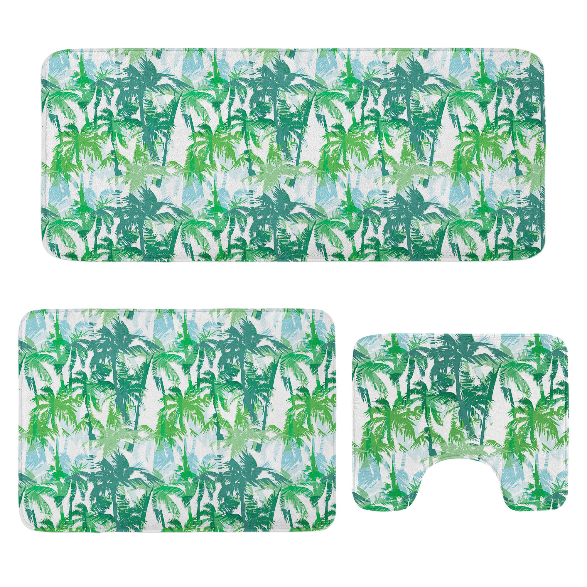 Dakota Fields Palm Leaf Bathroom Rug Set 3 Pieces U-Shape & Rectangle ...