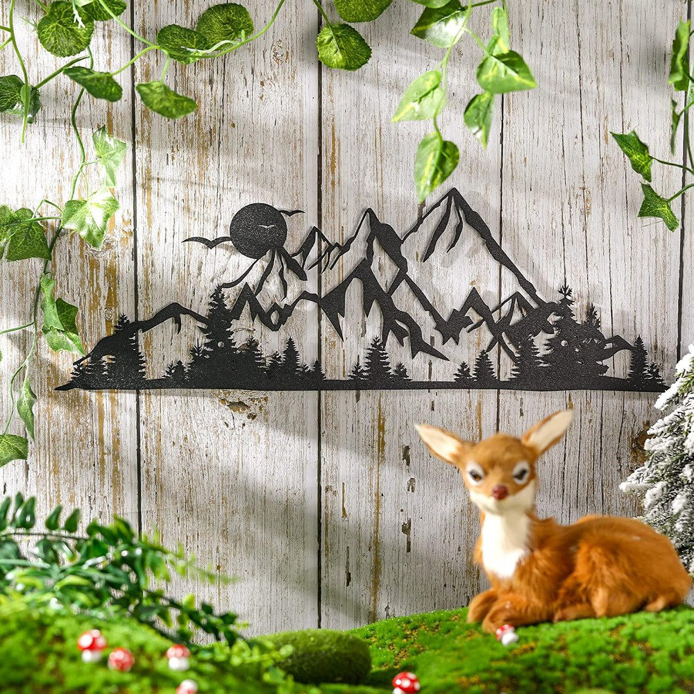 Loon Peak® Mountain Range Metal Wall Art Decor Summit Metal Wall Sign ...