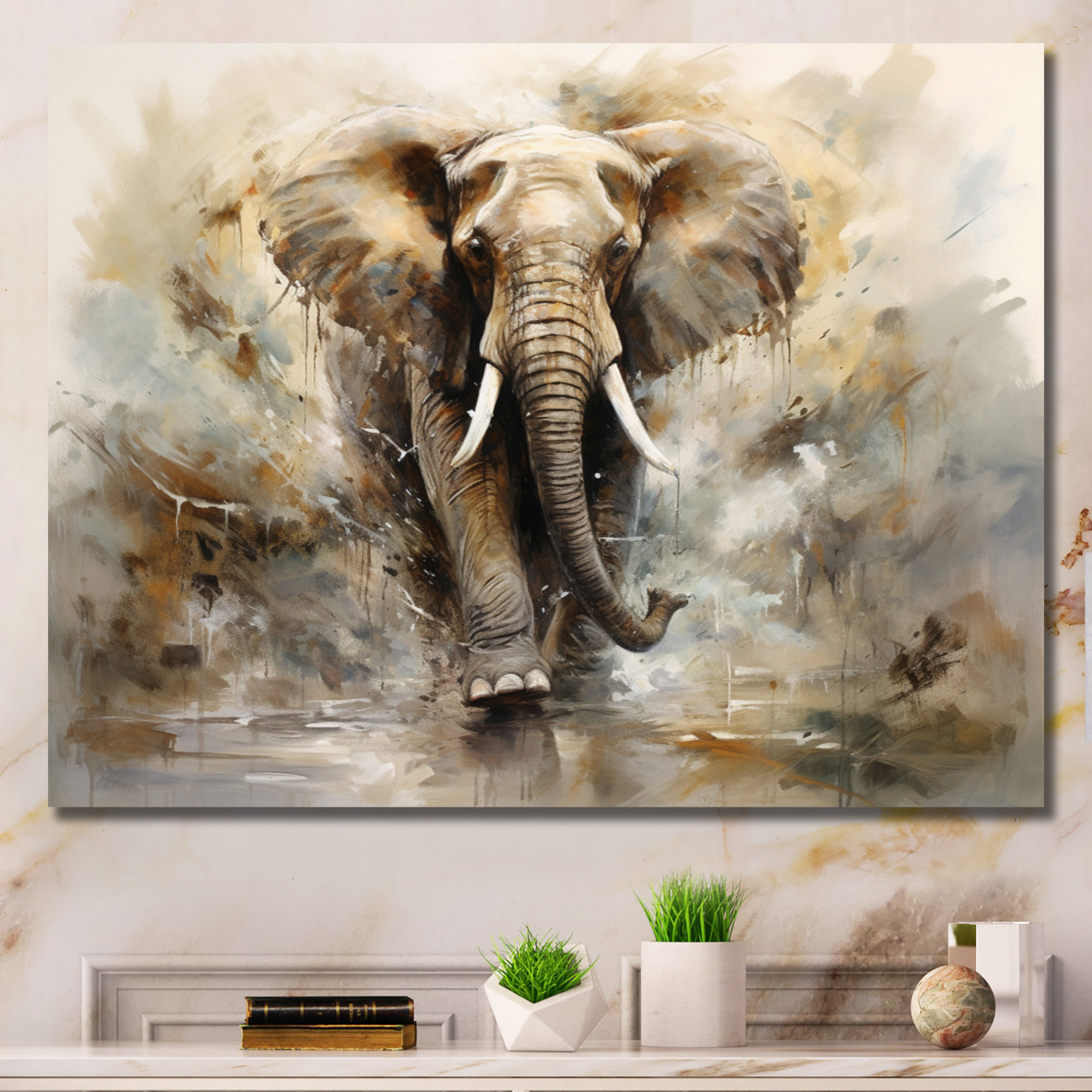 Bungalow Rose Minimalism Elephant Grace II - Elephant Canvas Prints ...