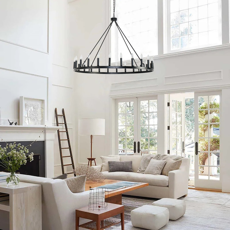 Gracie Oaks Tanzeer 24 - Light Wagon Wheel Chandelier & Reviews | Wayfair