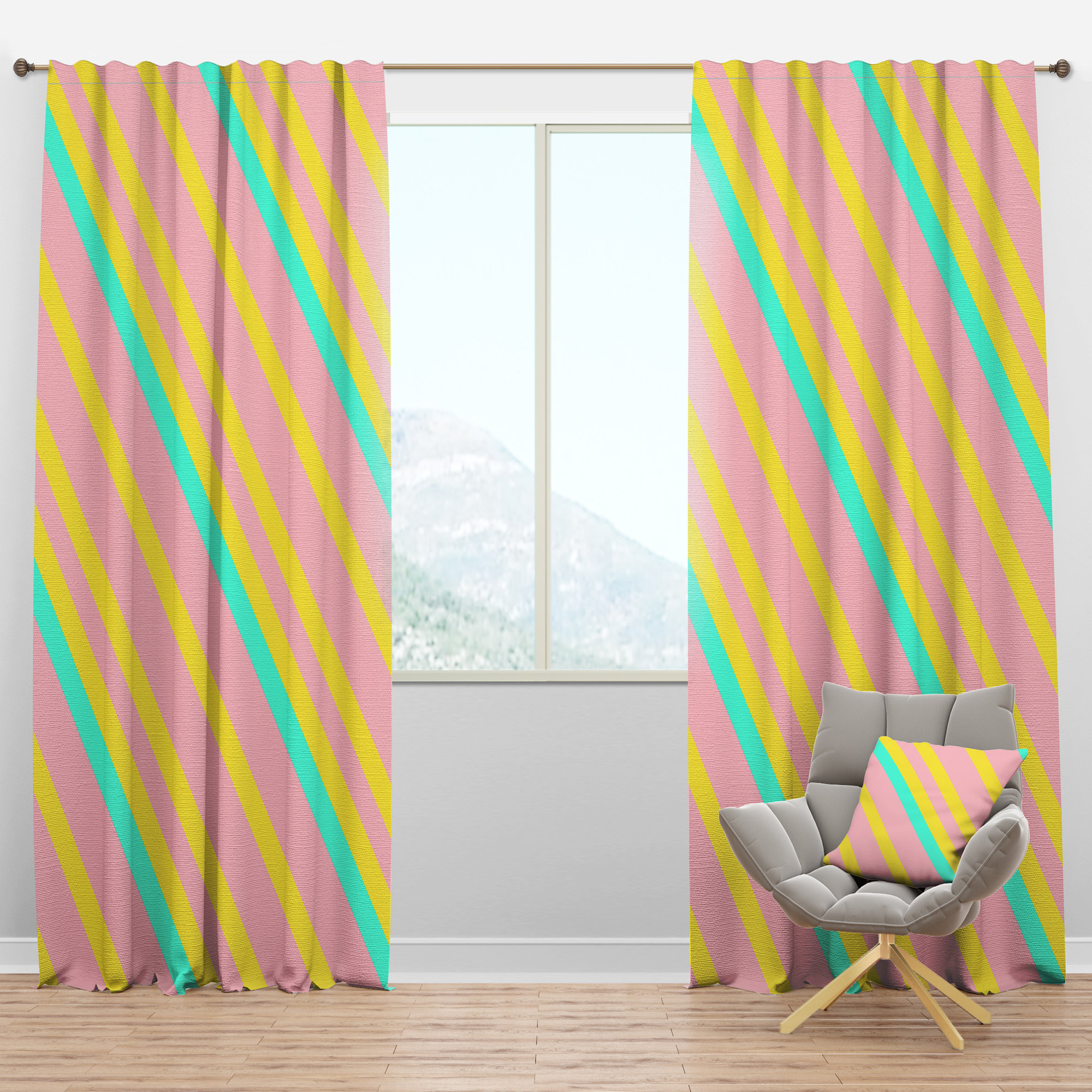 Design Art Memphis Retro Neon Pattern - Abstract Curtain - Velvet Room ...
