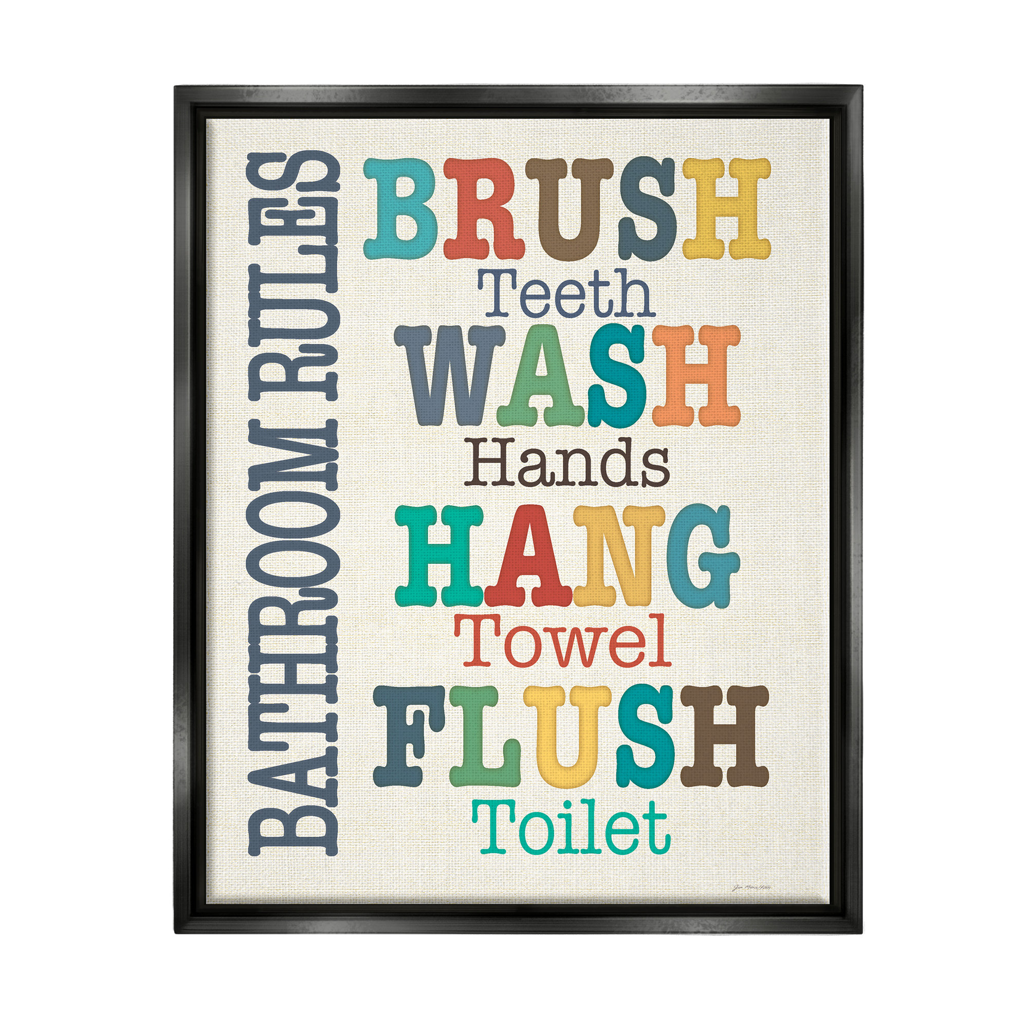 Trinx Colorful Bathroom Rules List Canvas Wall Art By Jo Moulton | Wayfair