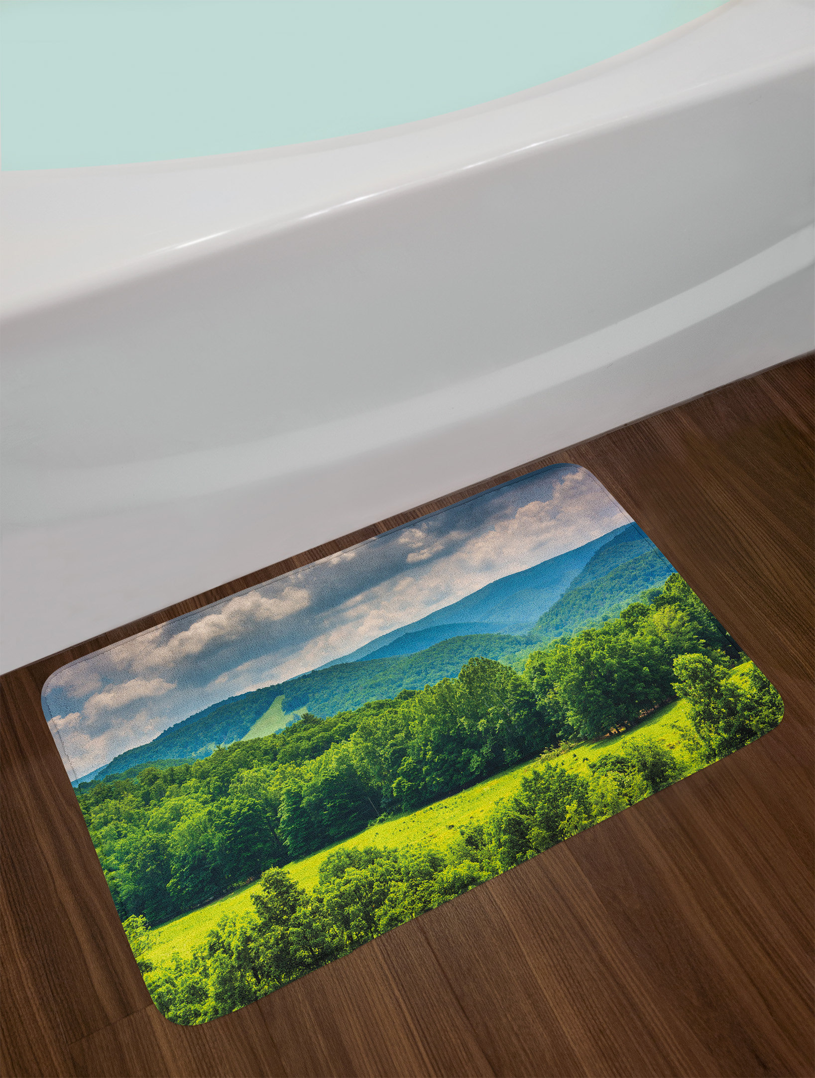East Urban Home Bath Mat, Non Slip Backing, 30.2" x 20", White and ...