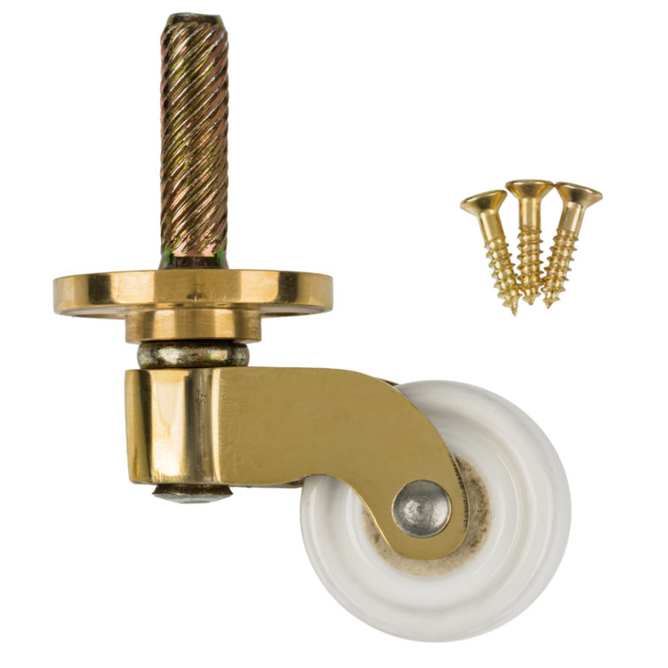 UNIQANTIQ HARDWARE SUPPLY Solid Brass Furniture Caster with Porcelain ...