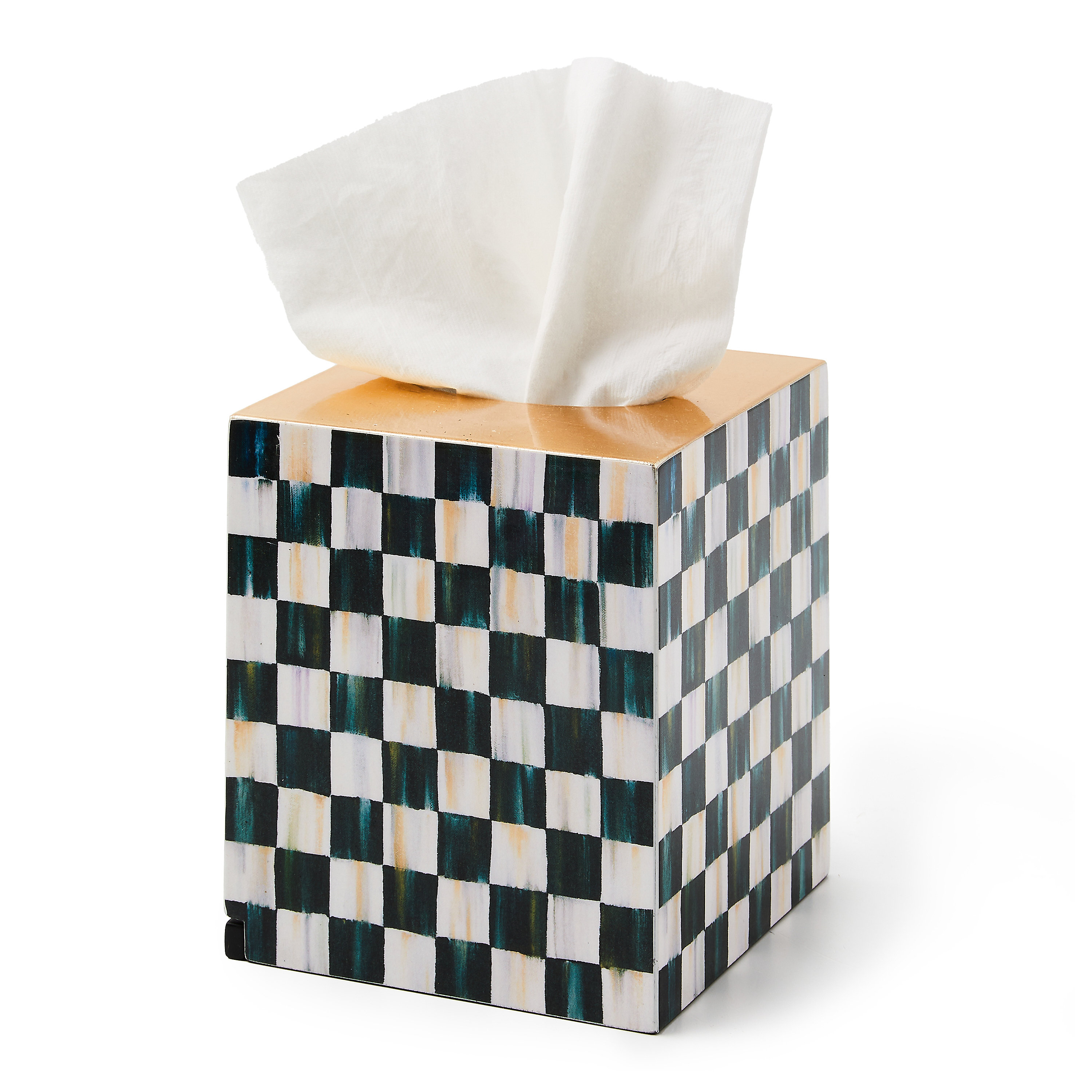 MacKenzie-Childs Courtly Check Lacquer Boutique Tissue Box Cover | Wayfair