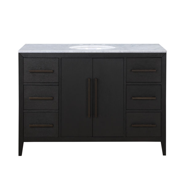 Highbury Furnishings Alsup 48" Single Bathroom Vanity with Marble Top ...