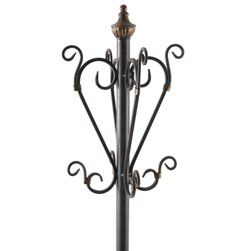Astoria Grand Metal Vintage Style Black Coat Rack with Scroll Designs ...