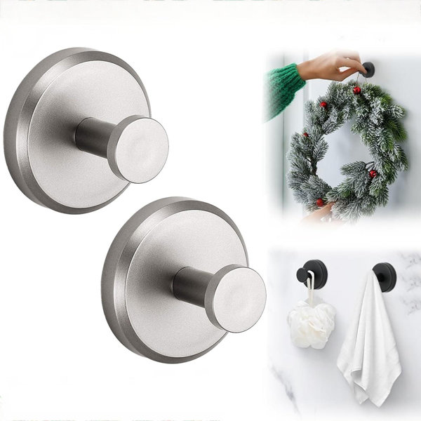 WhiteDream 2-Piece Suction Cup Hooks,304 Stainless Steel Suction Towel ...
