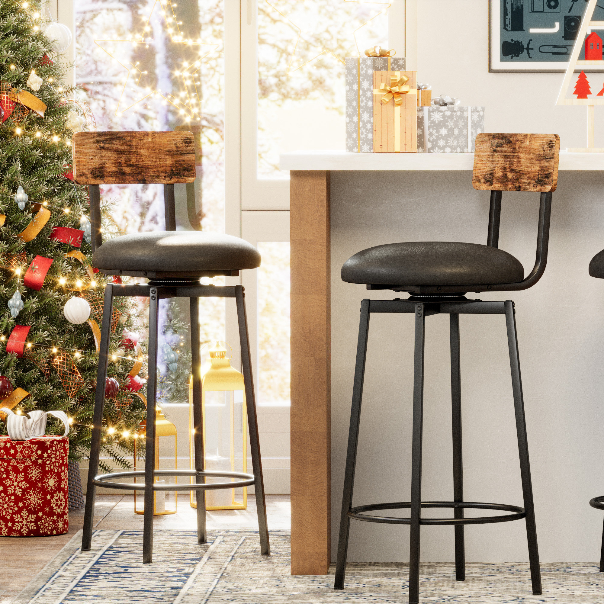 17 Stories Unfinished Swivel Counter/Bar Stool & Reviews - Wayfair Canada